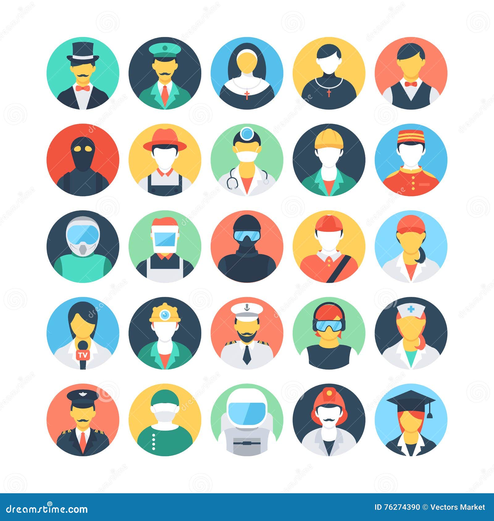 Iconos Coloreados Profesiones 1 Del Vector Stock de ilustración ...