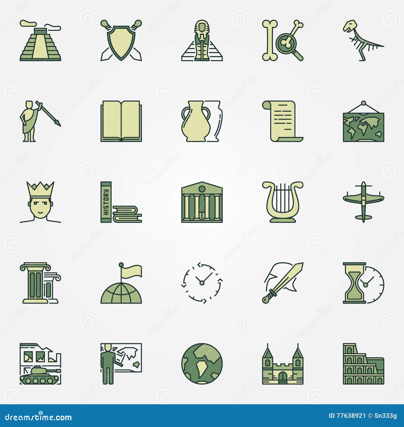 Iconos Coloridos De La Historia Ilustración del Vector - Ilustración de ...