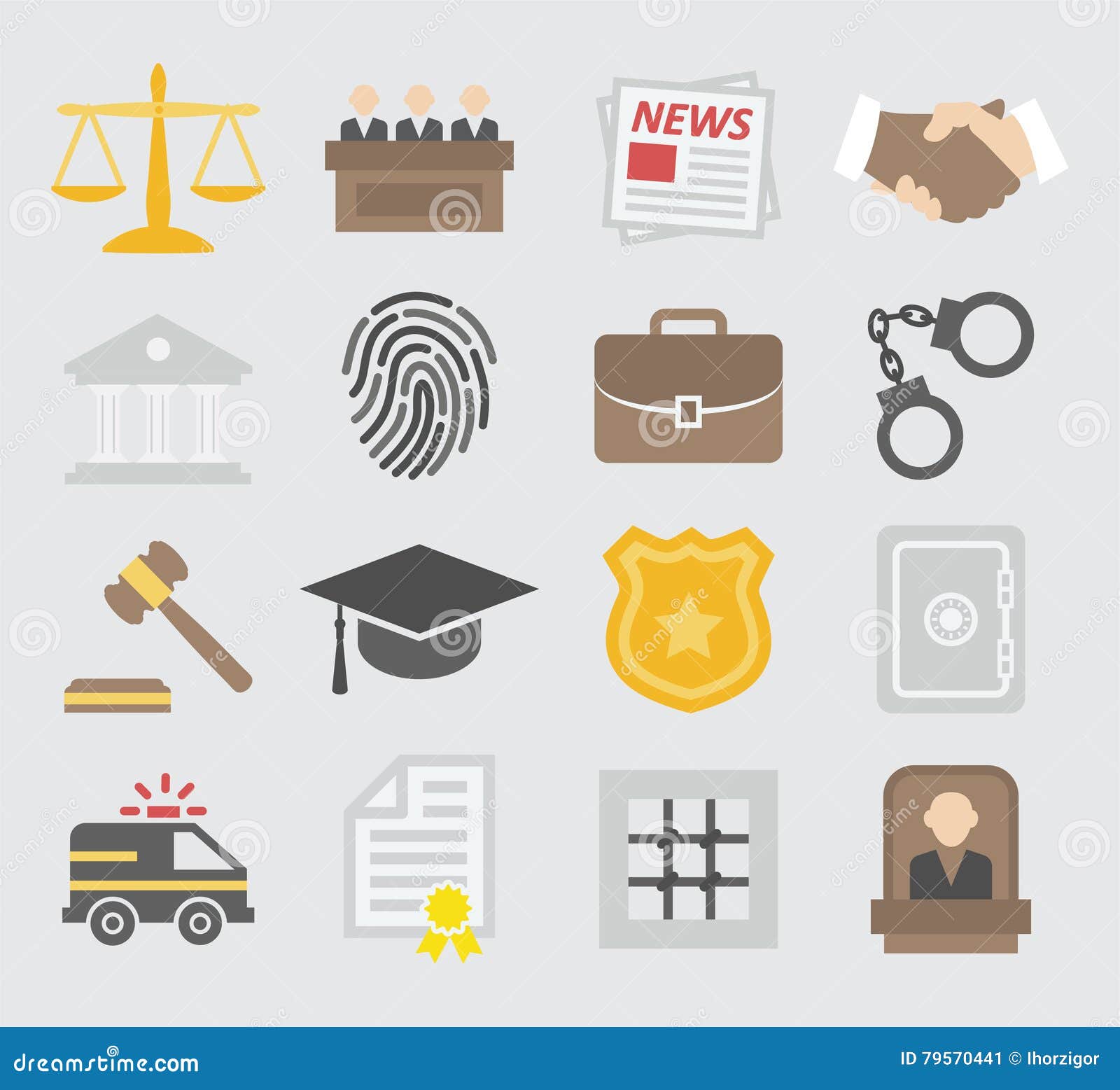 Iconos coloridos de la ley ilustración del vector. Ilustración de ...