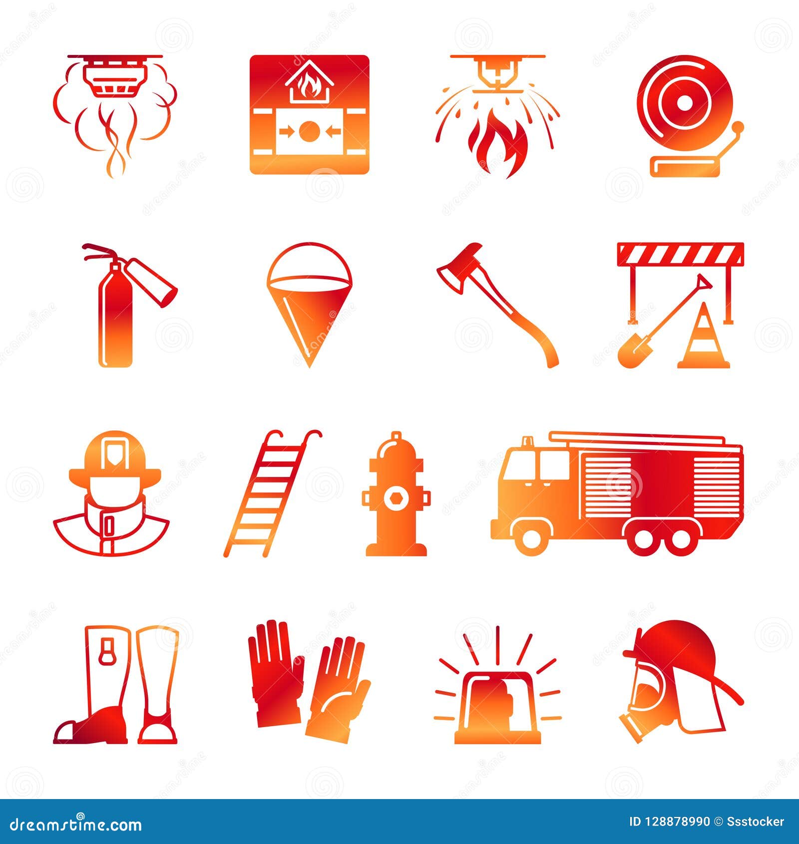 Iconos Coloridos Del Bombero Ilustración del Vector - Ilustración de ...