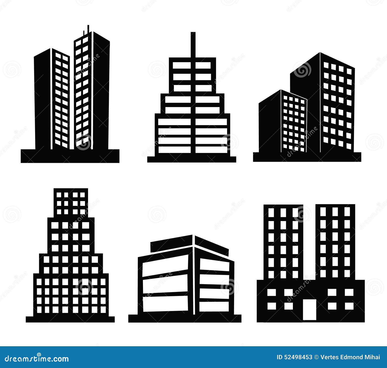 Iconos Comerciales Del Edificio Ilustración del Vector - Ilustración de conjunto, tema: 52498453