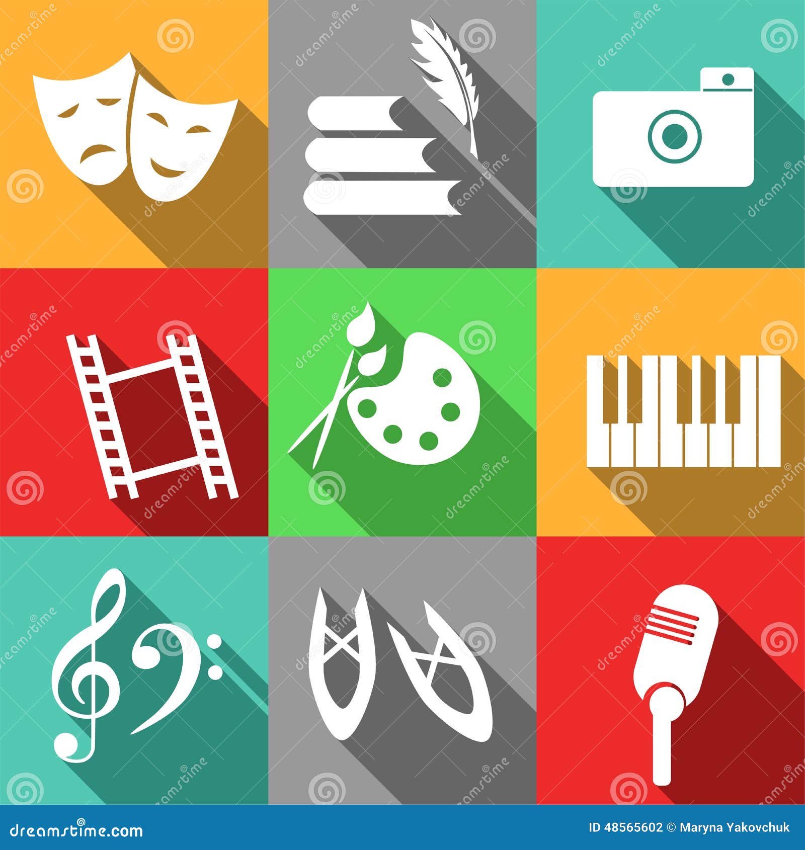 Iconos con artes ilustración del vector. Ilustración de notas - 48565602