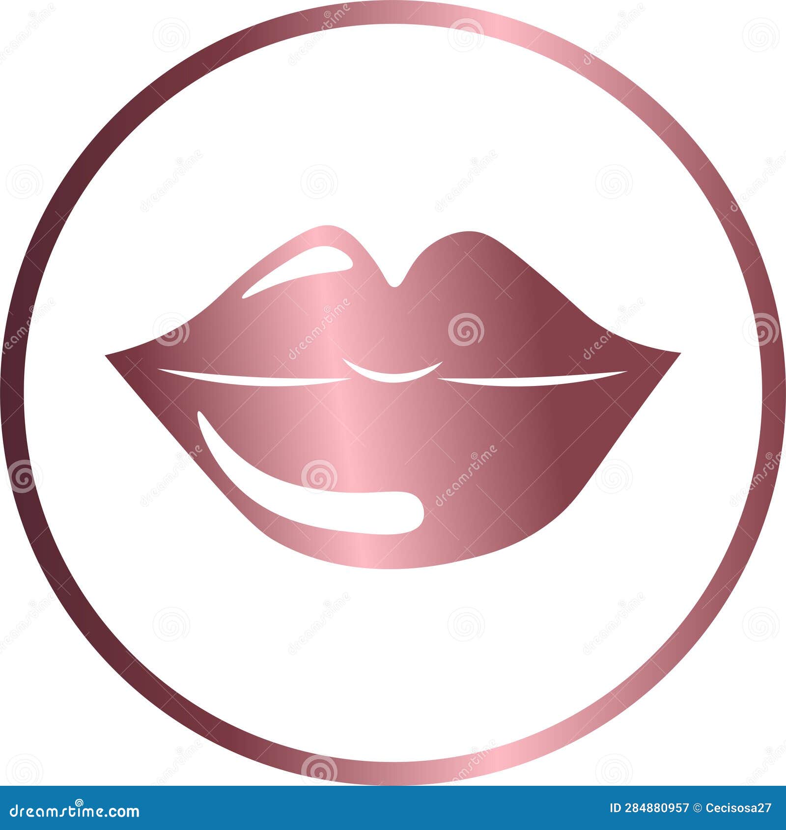 Icon in the Shape of a Circle, Vector Illustration of Lips Stock ...