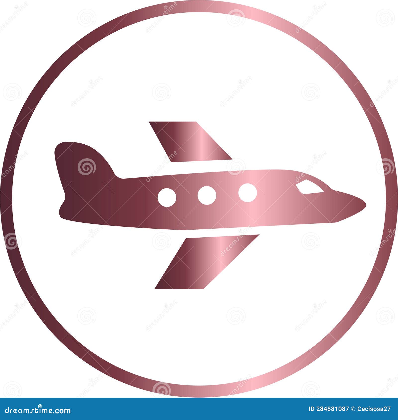 Vector Circular Icon, Plane Flying Stock Illustration - Illustration of ...