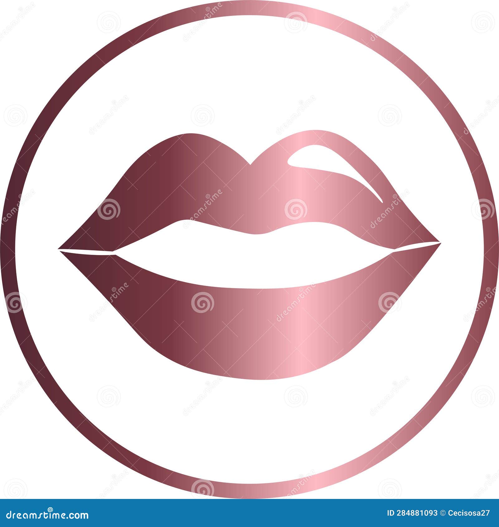 Vector Circular Icon, Lips, Makeup2 Stock Illustration - Illustration ...