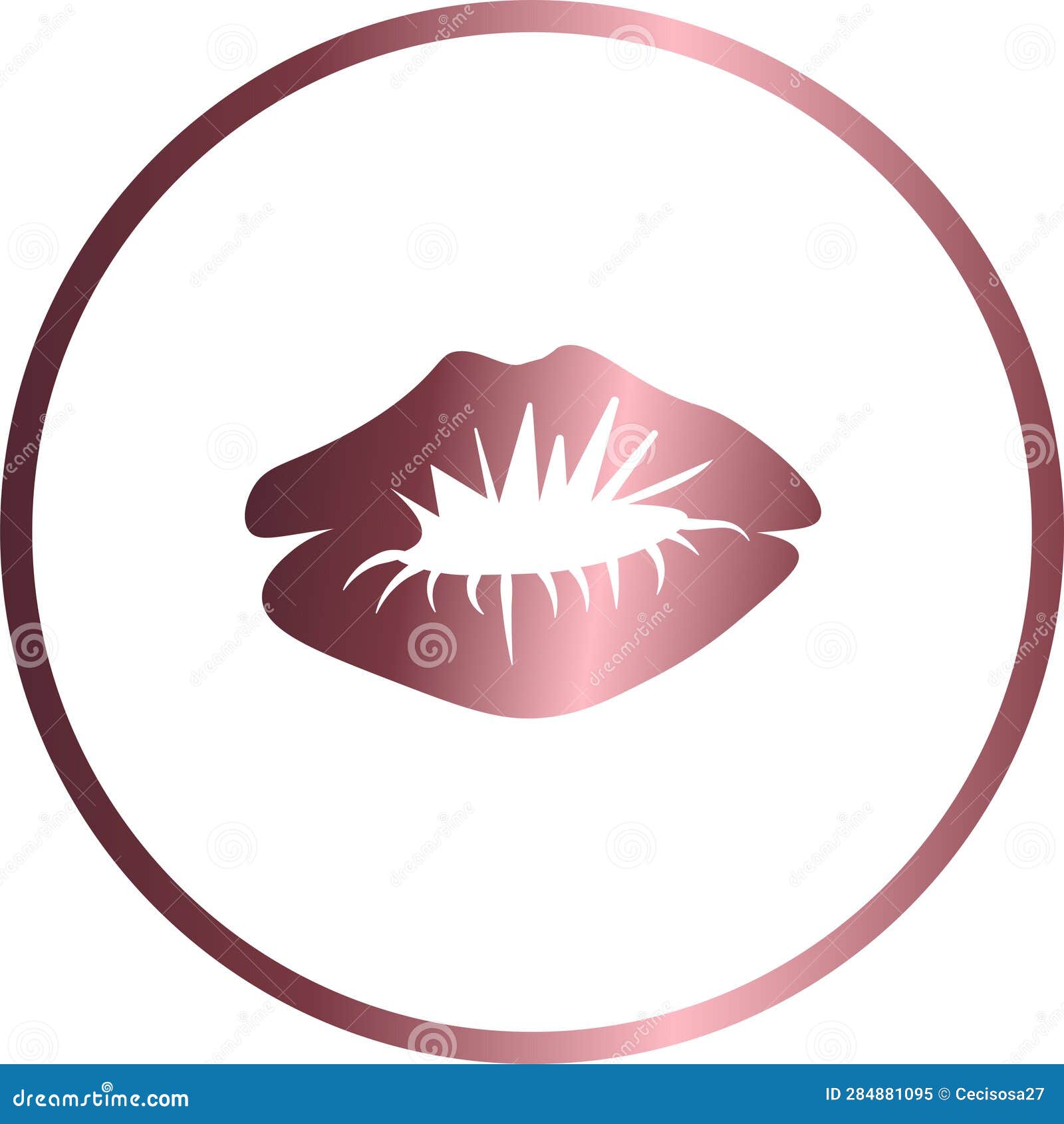Vector Circular Icon, Lips, Makeup Stock Illustration - Illustration of ...