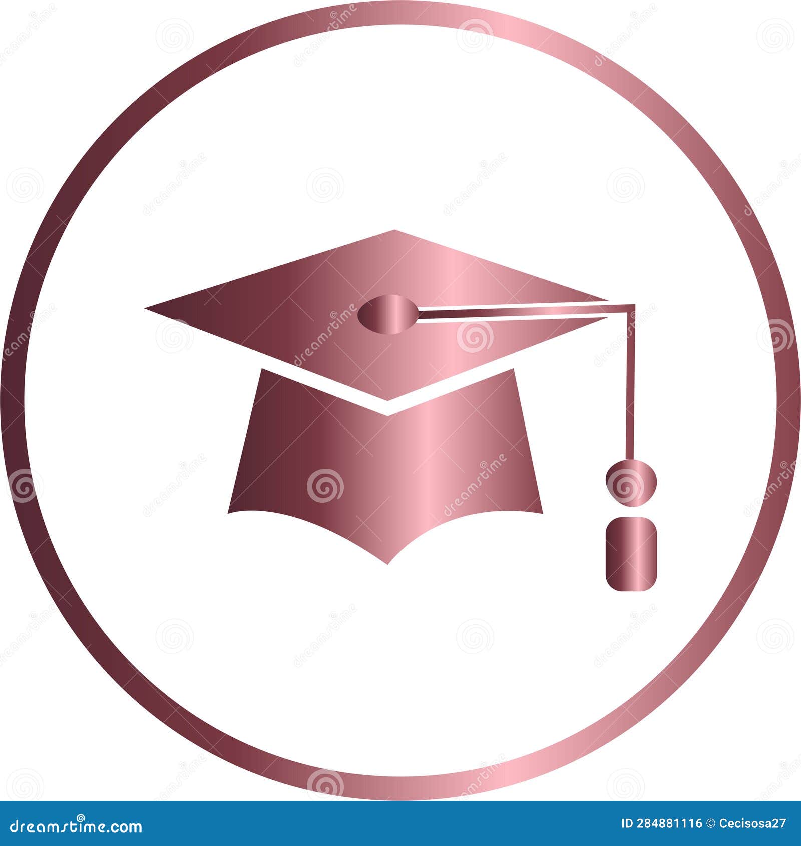 Vector Circular Icon, Graduation Cap Stock Illustration - Illustration ...