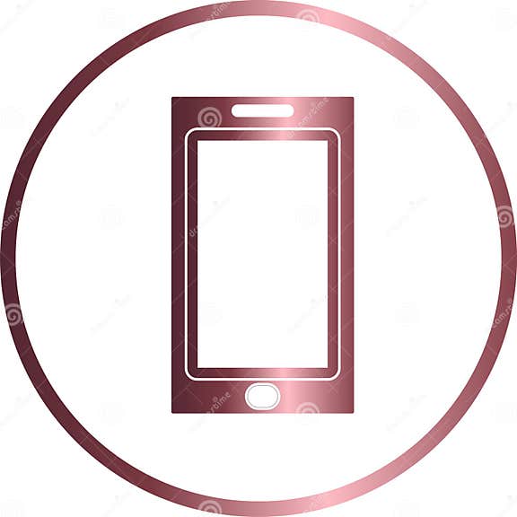 Circular Cell Phone Icon, Metallic Pink. Stock Illustration ...