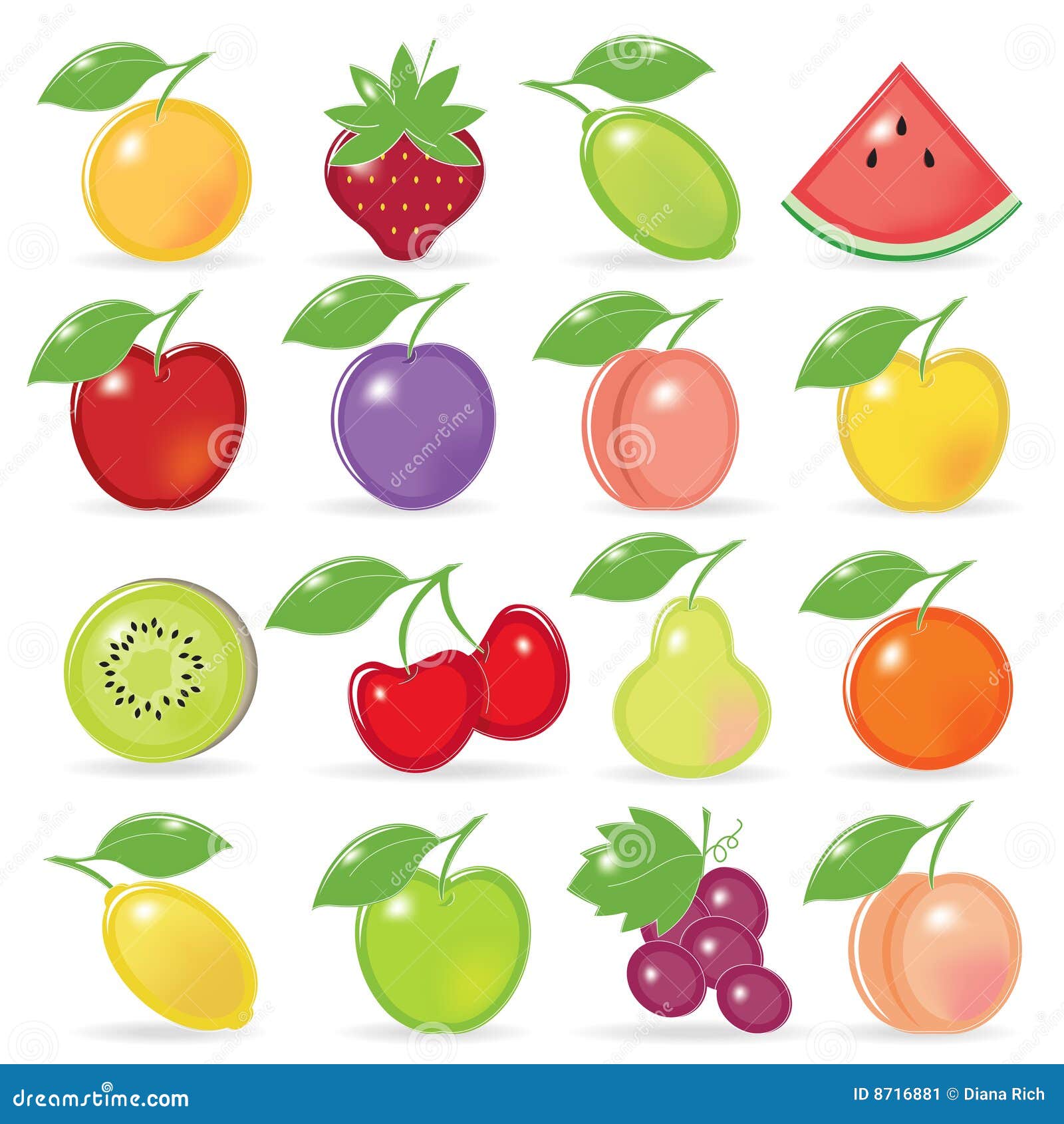Iconos Con Sabor a Fruta Del Retro-estilo Ilustración del Vector ...