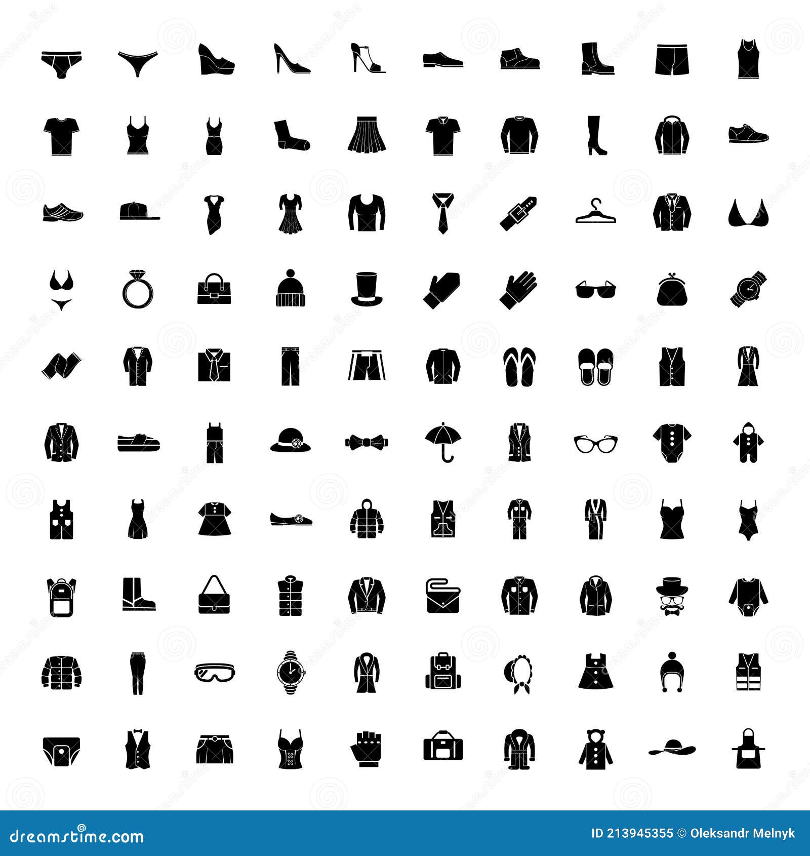 100 Iconos Conjunto De Ropa De Moda Vector Ropa Interior Ropa De ...