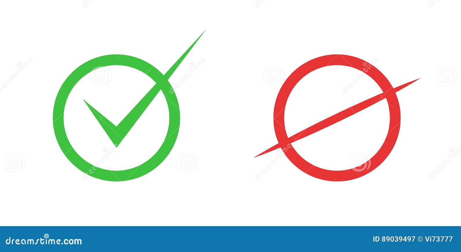 Iconos Correctos E Incorrectos Muestras Verdaderas Y Falsas Vector ...