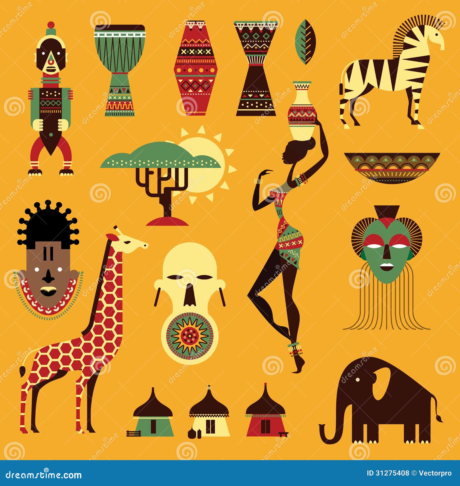 Iconos de África ilustración del vector. Ilustración de selva - 31275408