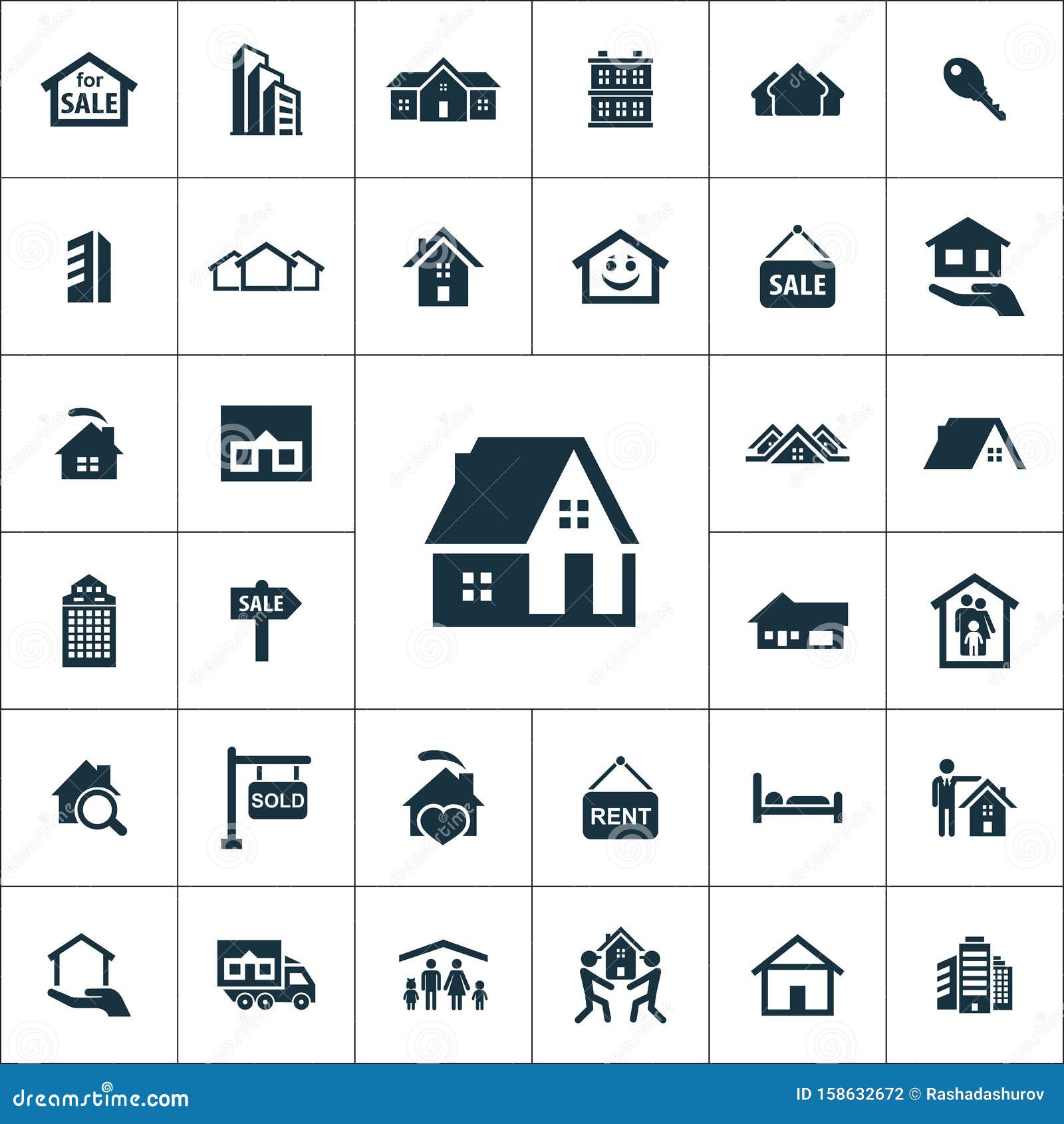 Iconos De Bienes RaÃ­ces, Conjunto Universal Para Ilustración del Vector - Ilustración de ...