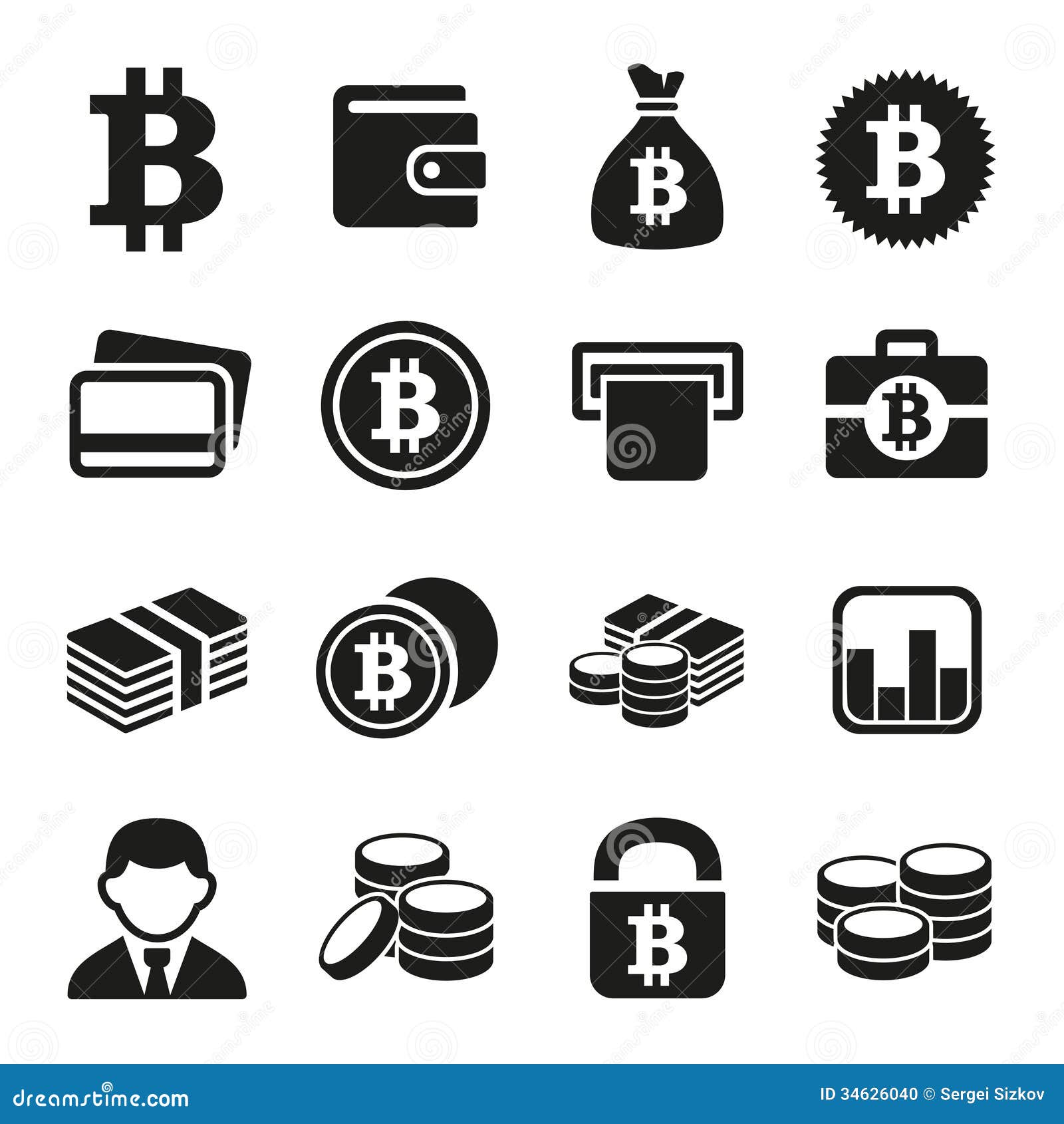 Iconos de Bitcoin fijados ilustración del vector. Ilustración de carta ...