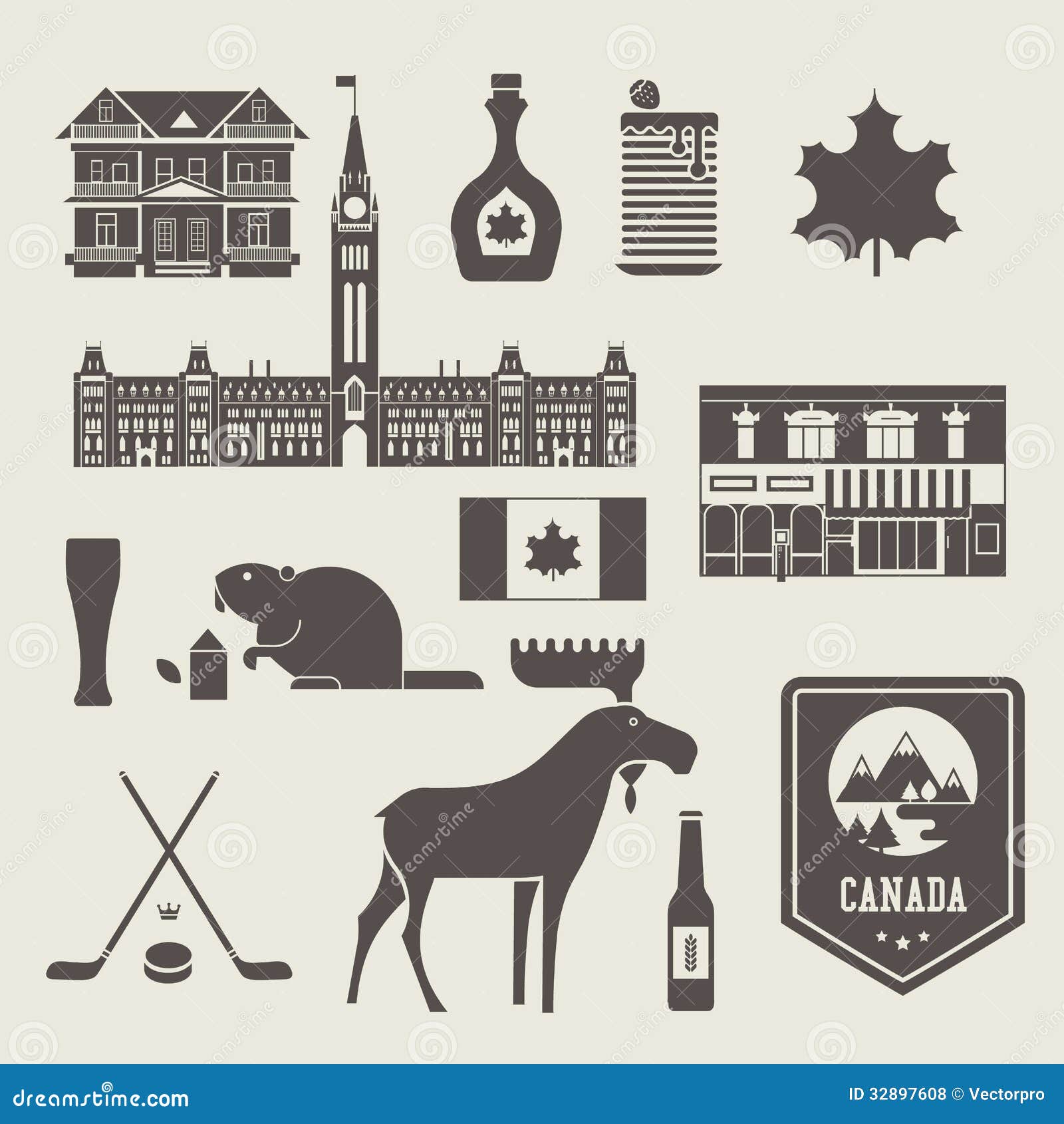 Iconos de Canadá ilustración del vector. Ilustración de conjunto - 32897608