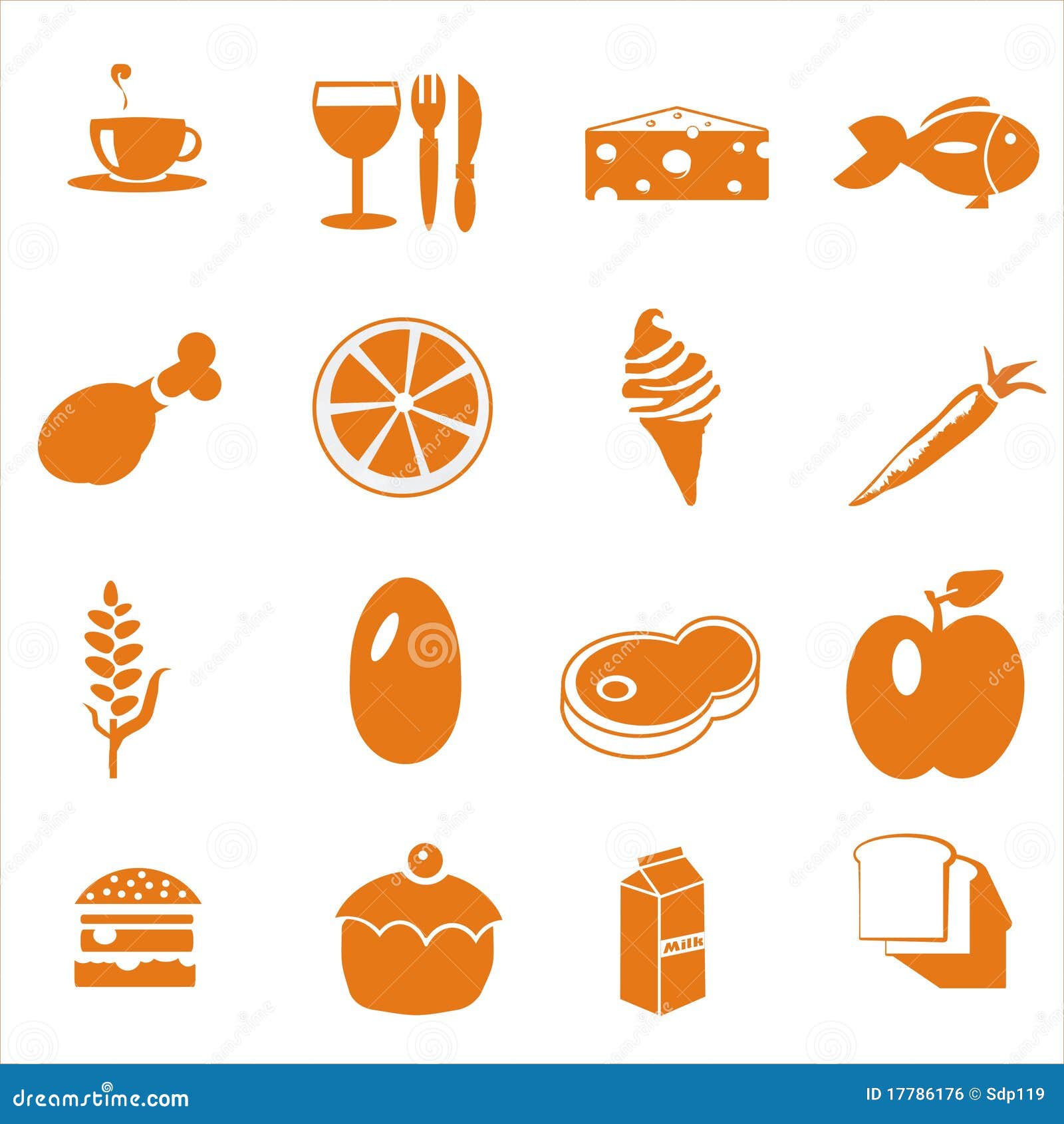 Iconos de comida stock de ilustración. Ilustración de carrot - 17786176