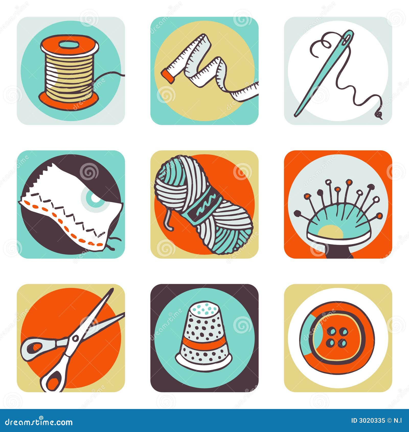 Iconos de costura ilustración del vector. Ilustración de dado - 3020335