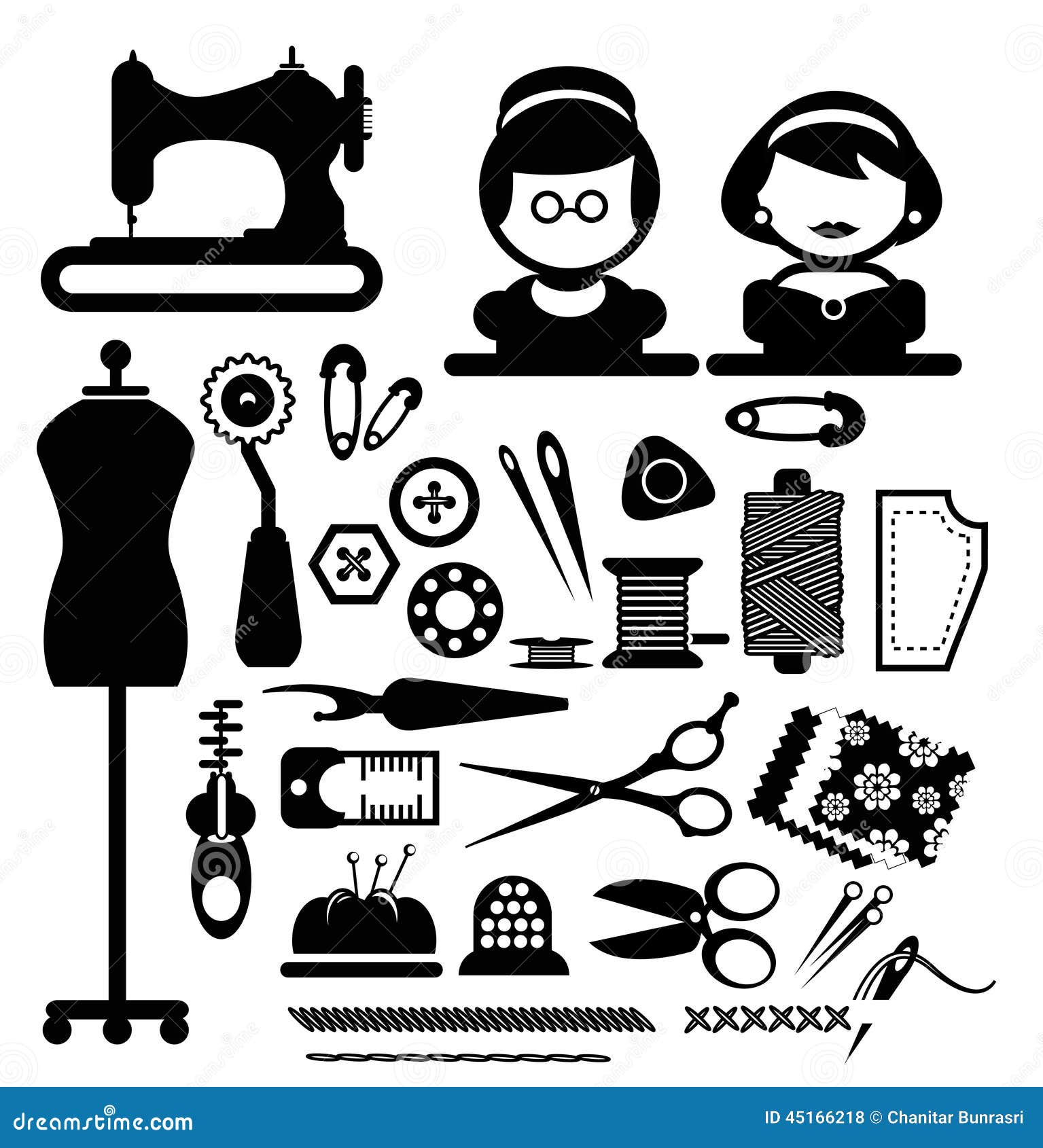 Iconos de costura ilustración del vector. Ilustración de costura - 45166218