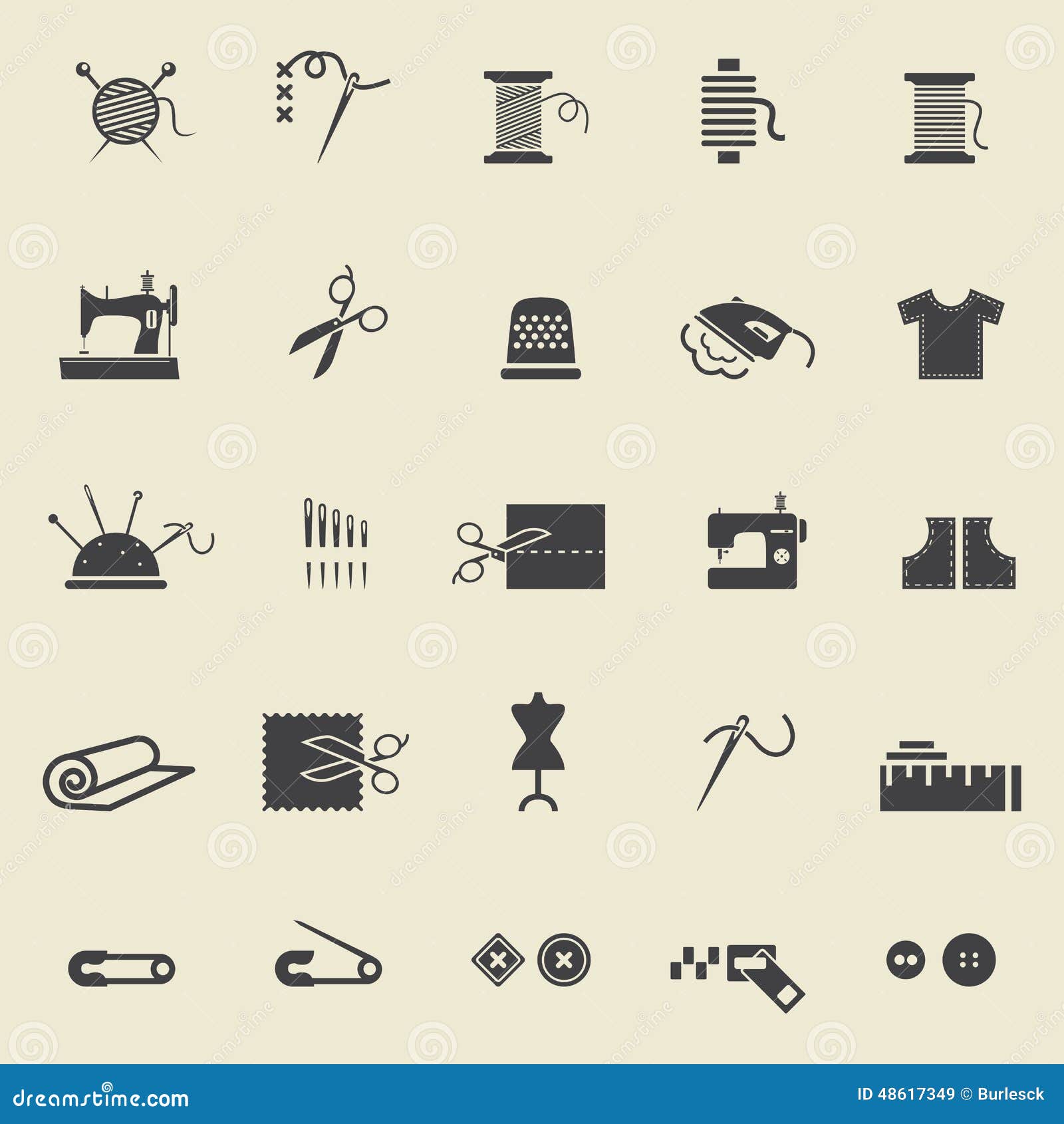 Iconos de costura ilustración del vector. Ilustración de equipo - 48617349