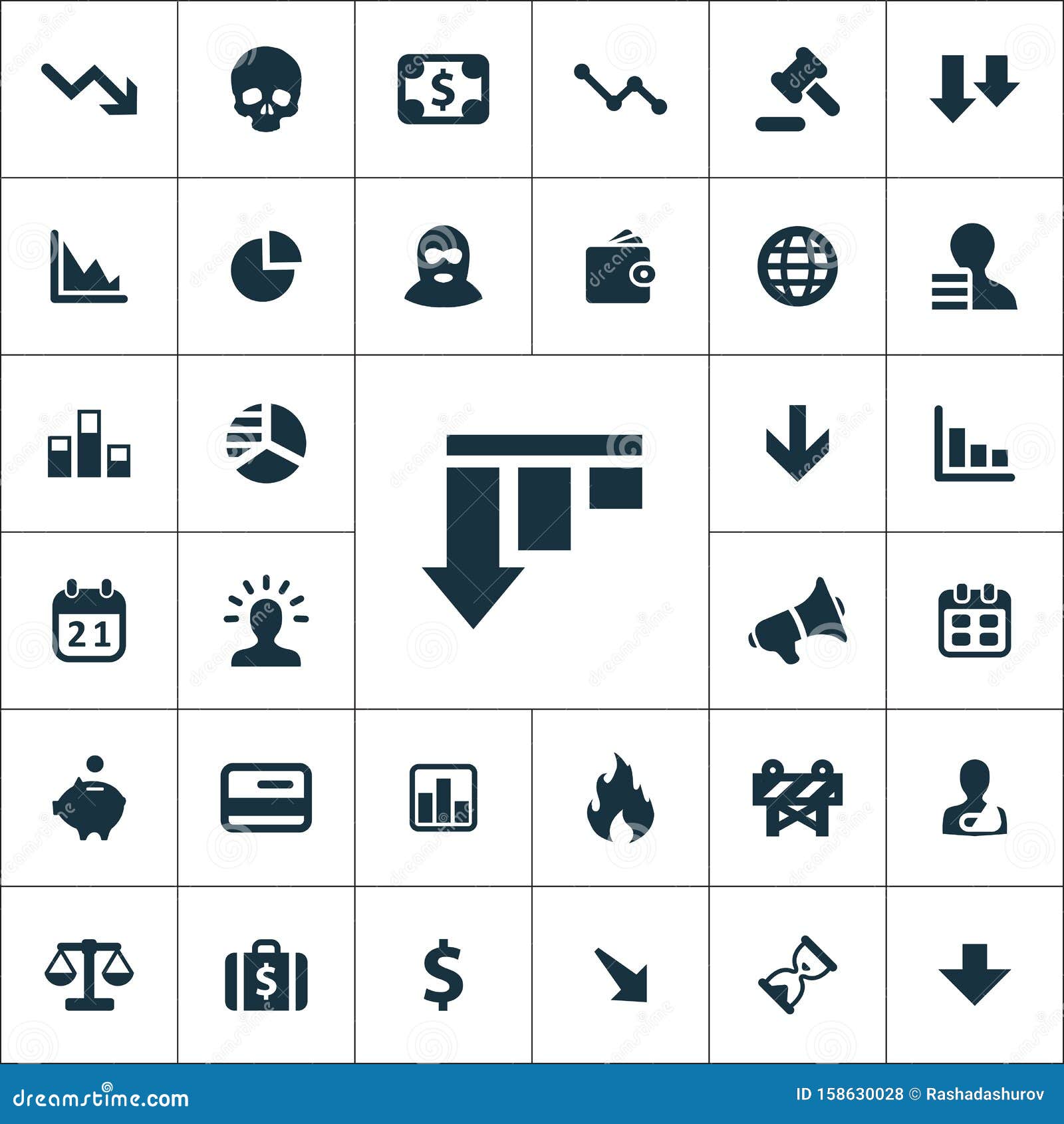 Iconos De Crisis: Conjunto Universal Para Web Ilustración del Vector ...