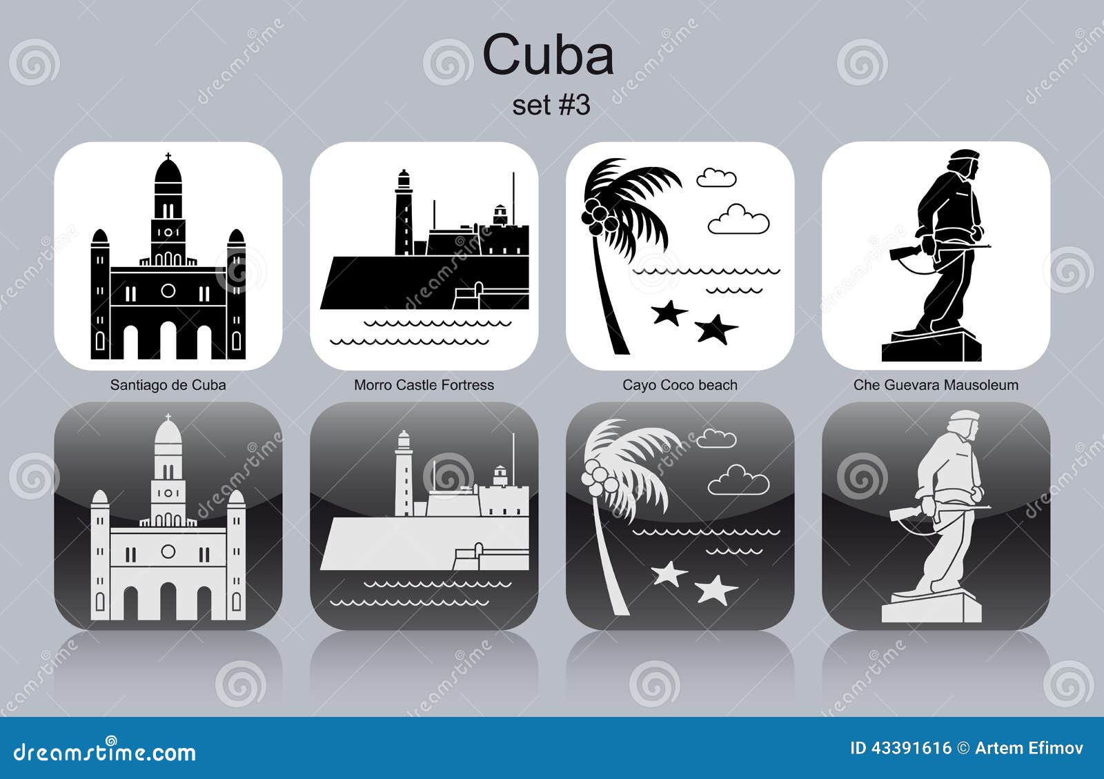 Iconos de Cuba ilustración del vector. Ilustración de estrella - 43391616