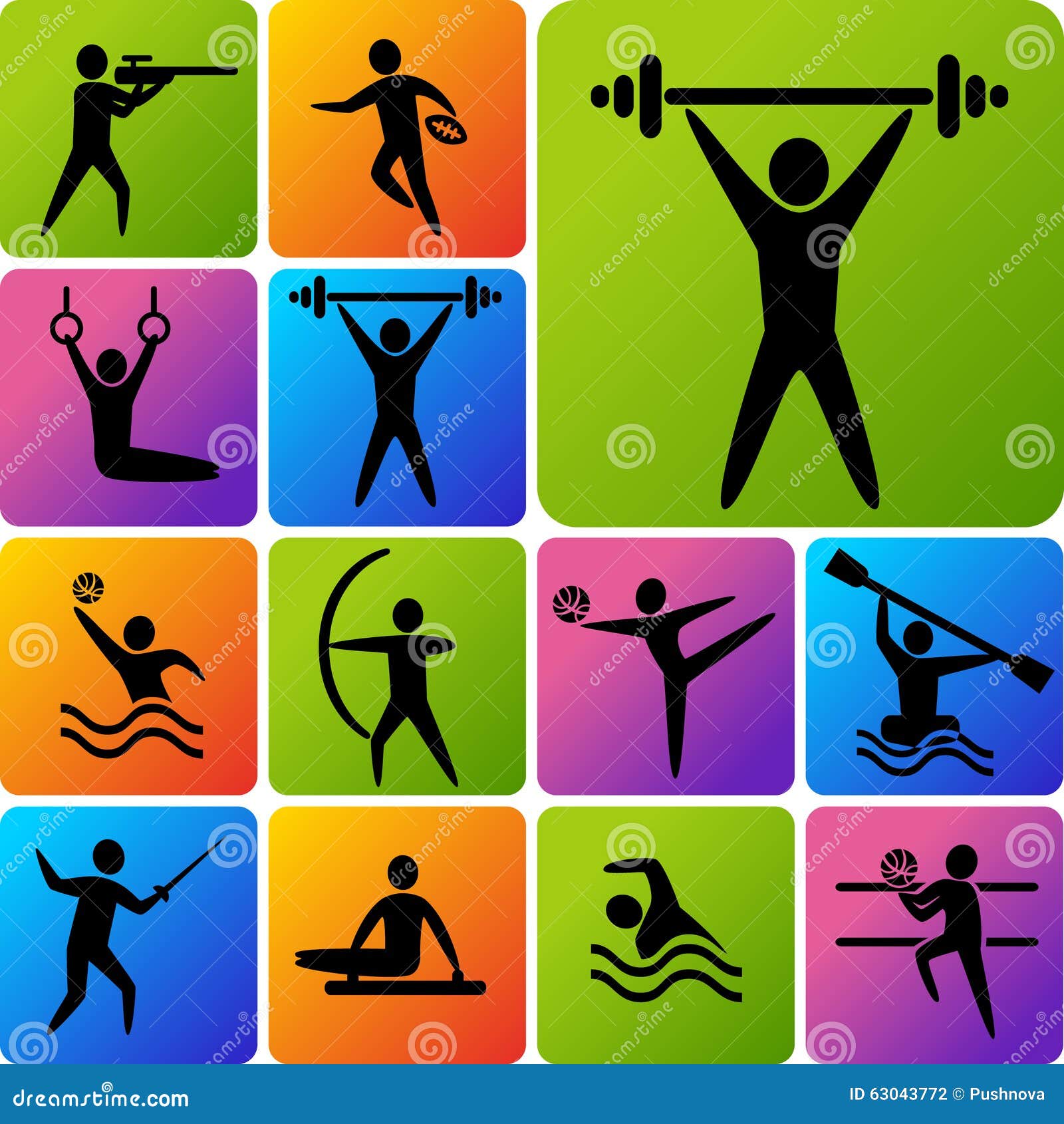 Iconos de deportes ilustración del vector. Ilustración de atleta - 63043772