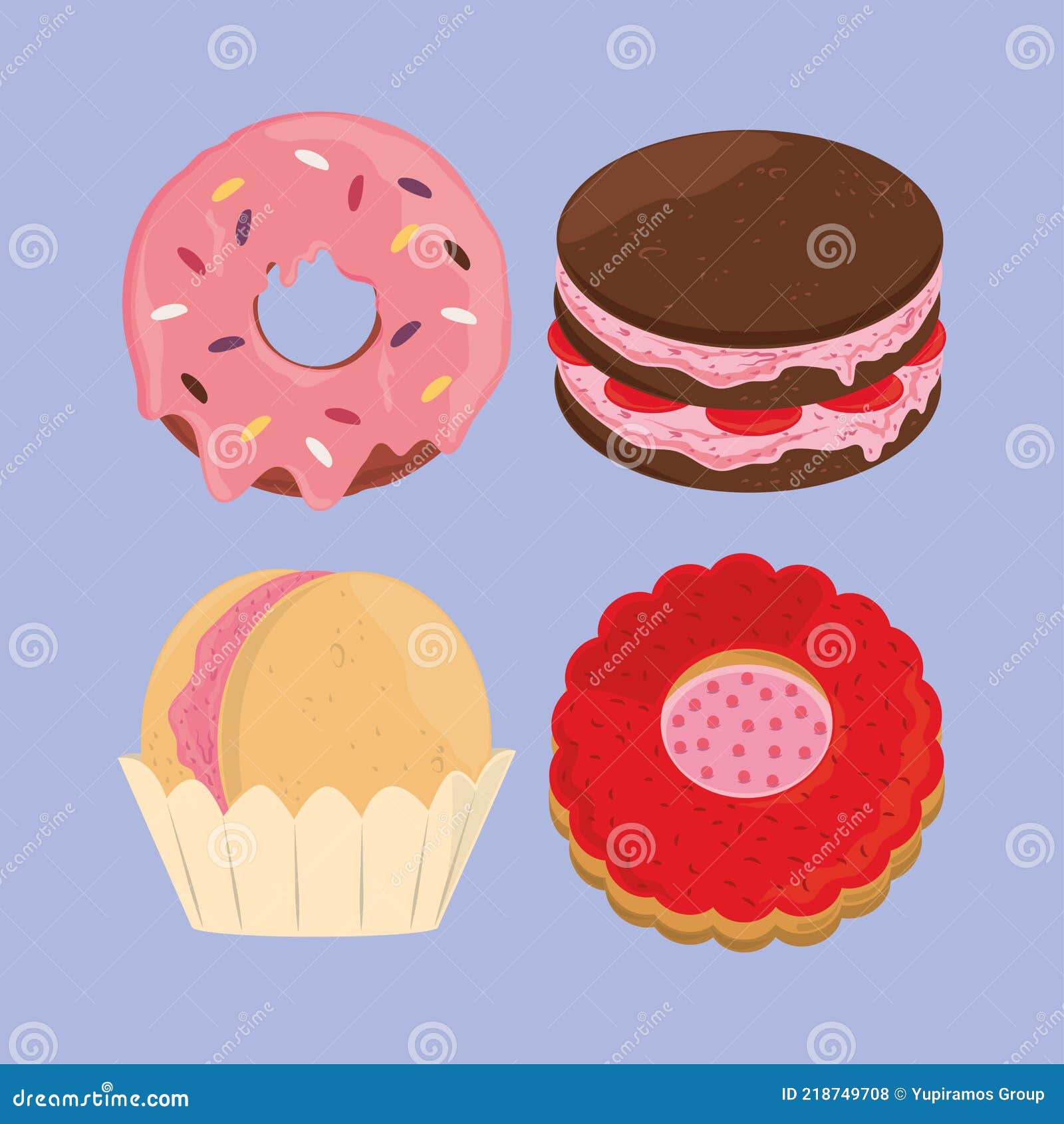 Iconos De Dibujos Animados De Postres Ilustración del Vector ...