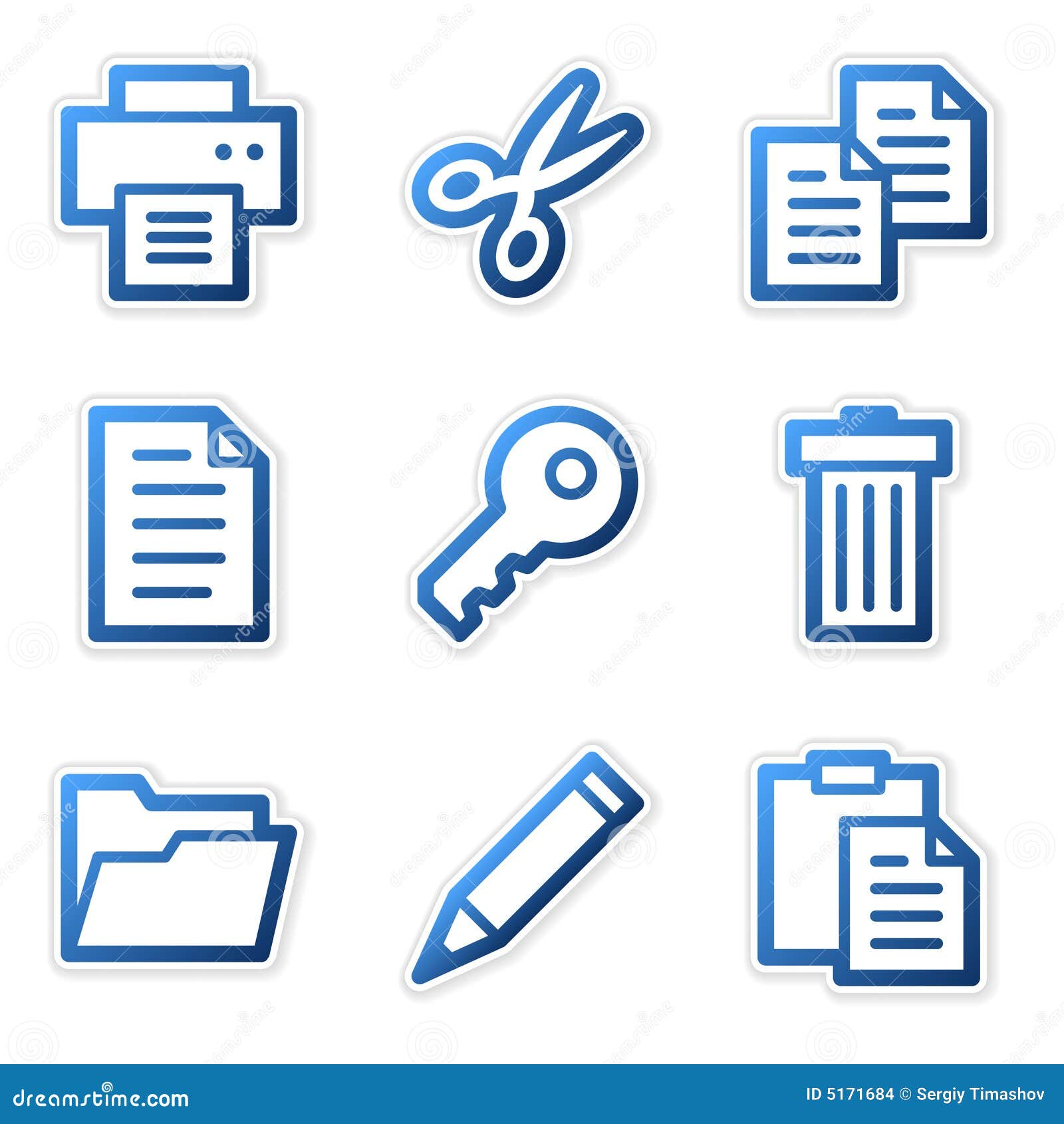 Iconos De Documento, Contorno Azul Ilustración del Vector - Ilustración ...