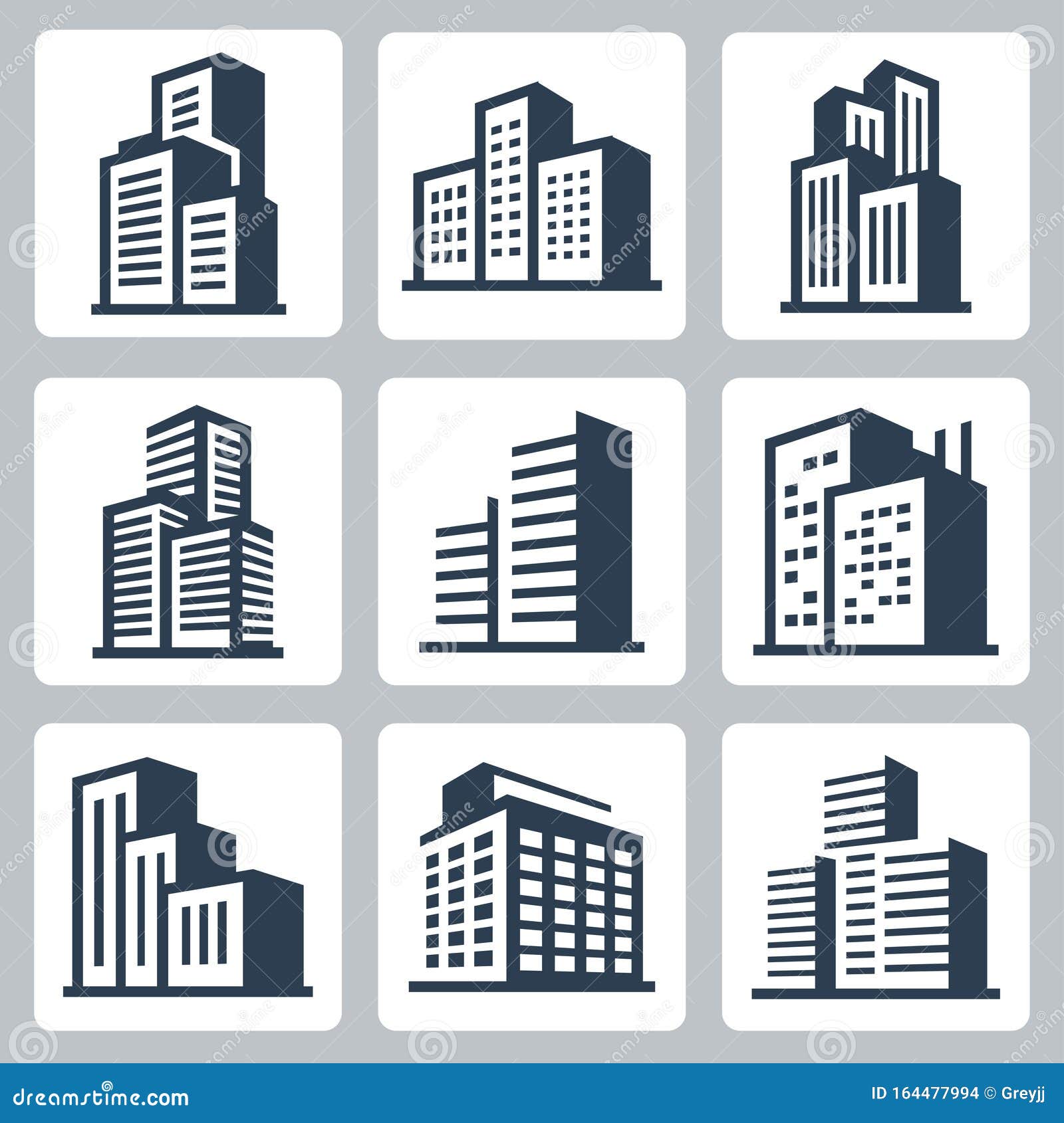 Iconos De Edificios Urbanos Sobre Blanco Ilustración del Vector - Ilustración de conjunto ...