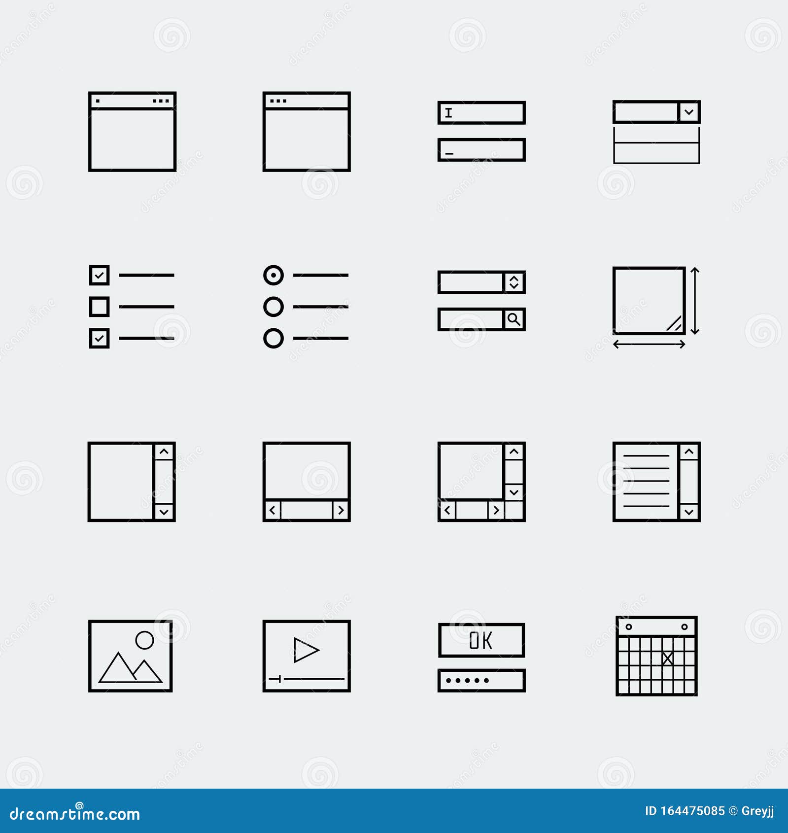 Iconos De Elementos De Formulario Web O App Form Ilustración del Vector ...