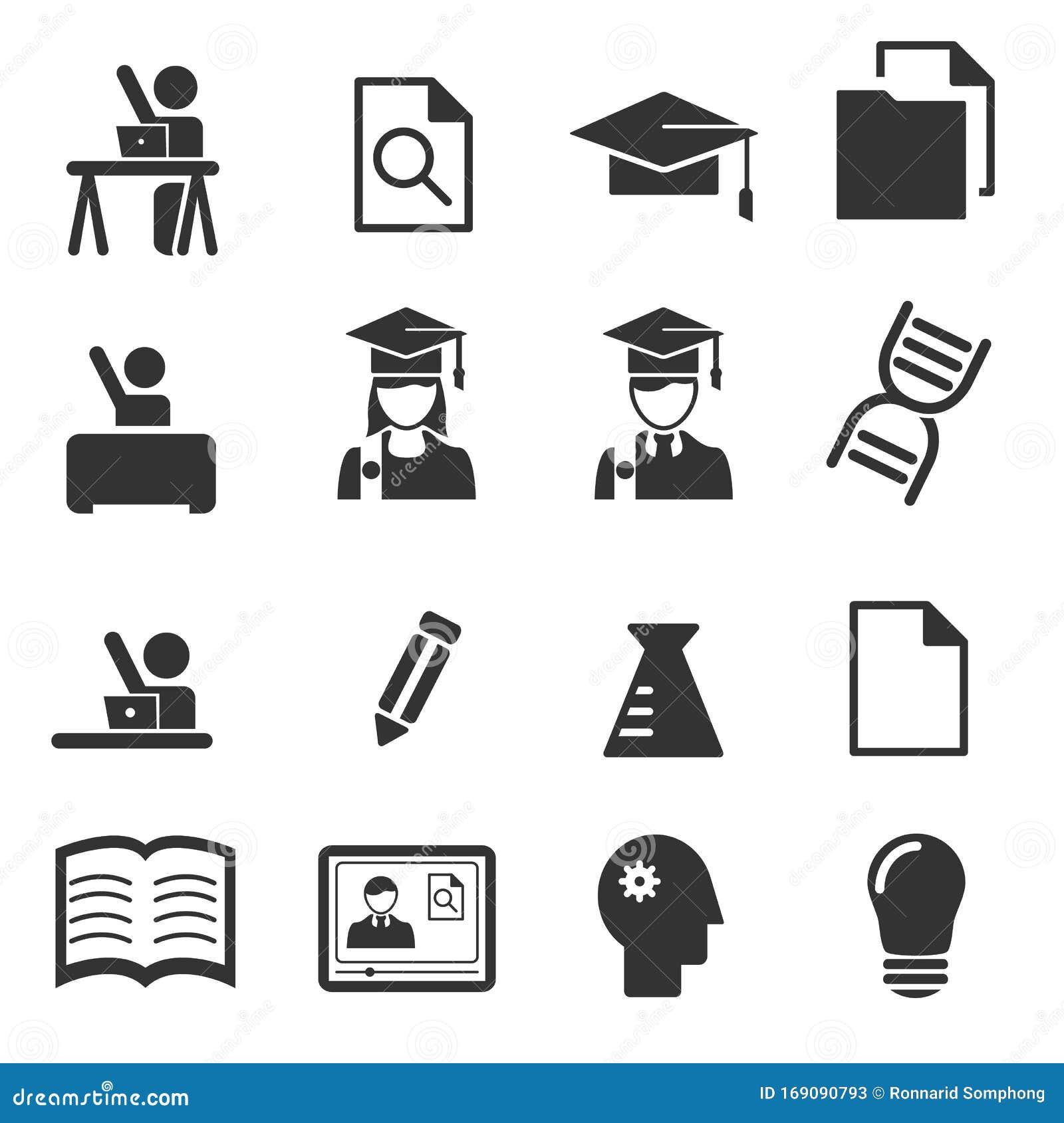 Iconos De Estudio - Conjunto De Iconos Vectoriales Stock de ilustración ...