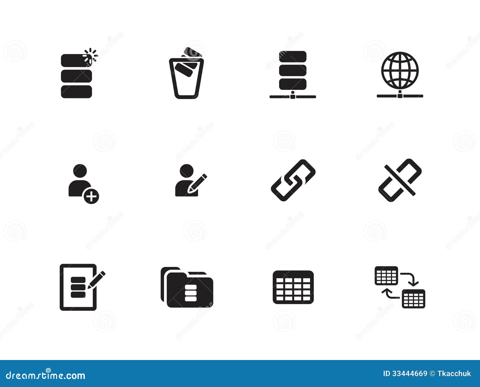 Iconos De La Base De Datos En El Fondo Blanco. Ilustración del Vector ...
