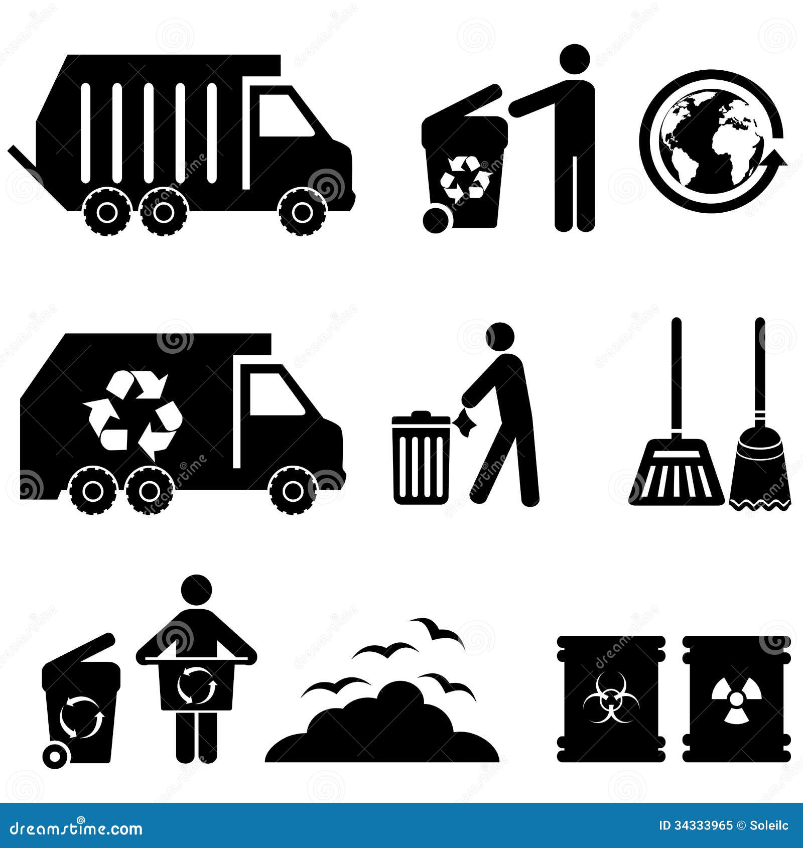 Iconos De La Basura Y De La Basura Ilustración del Vector - Ilustración ...