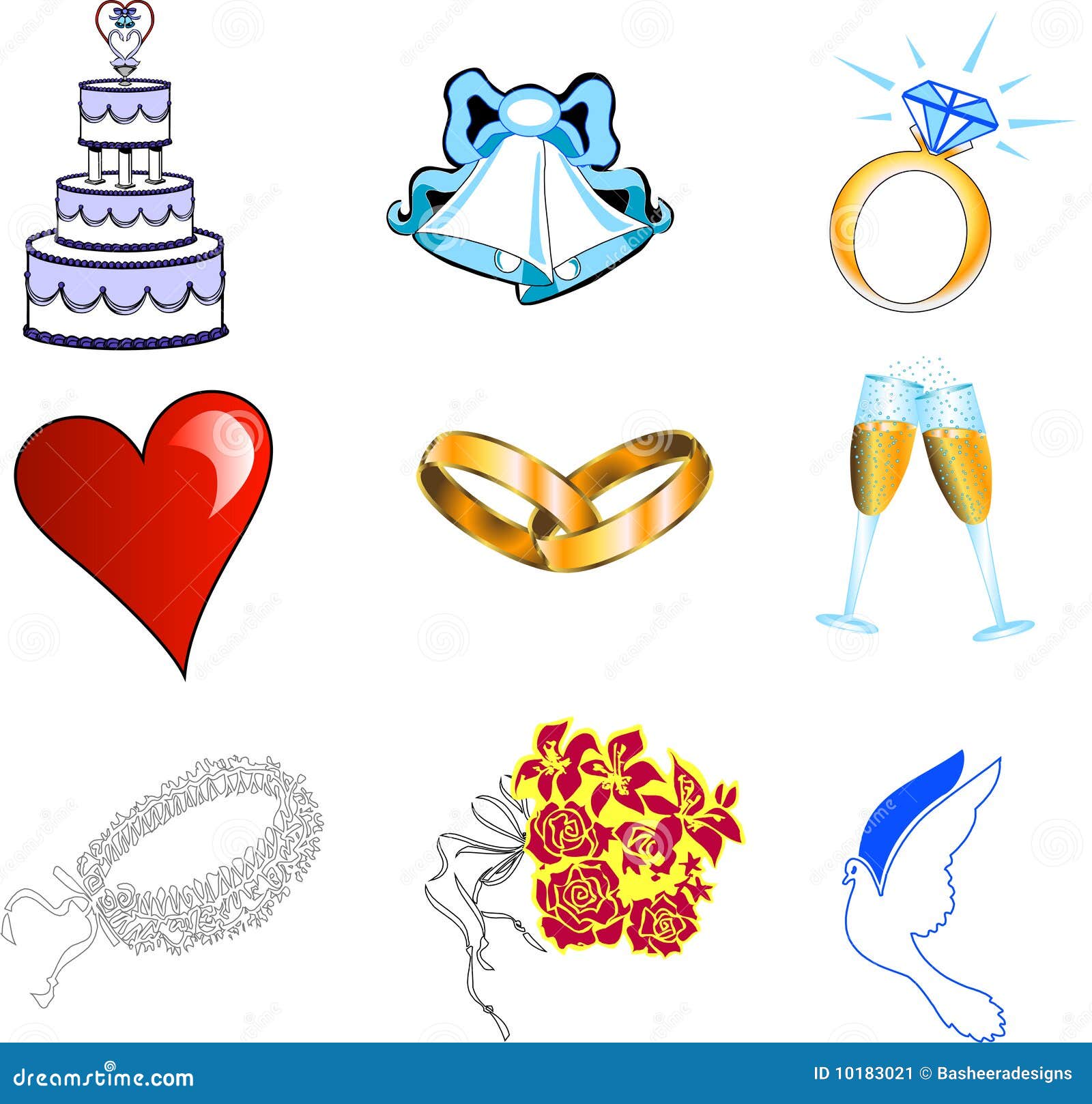 Iconos de la boda ilustración del vector. Ilustración de novia - 10183021