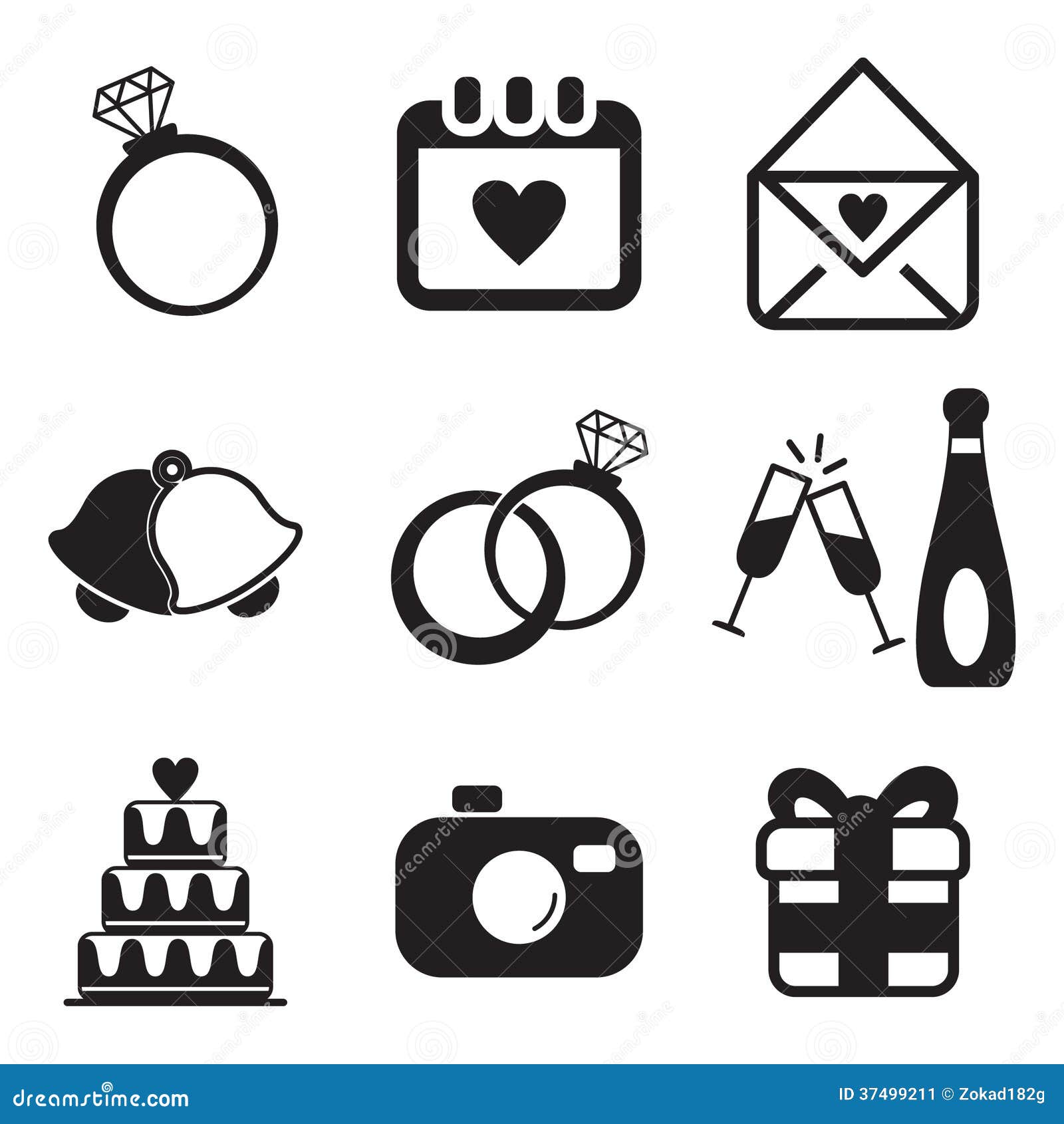 Iconos de la boda ilustración del vector. Ilustración de amargura ...