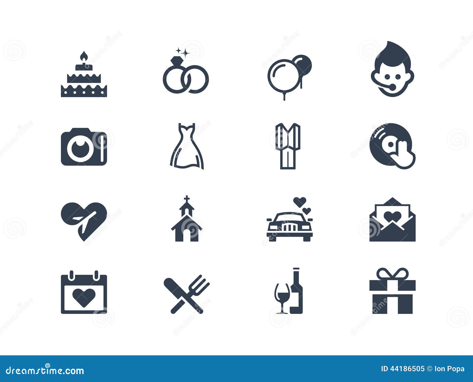 Iconos de la boda ilustración del vector. Ilustración de icono - 44186505