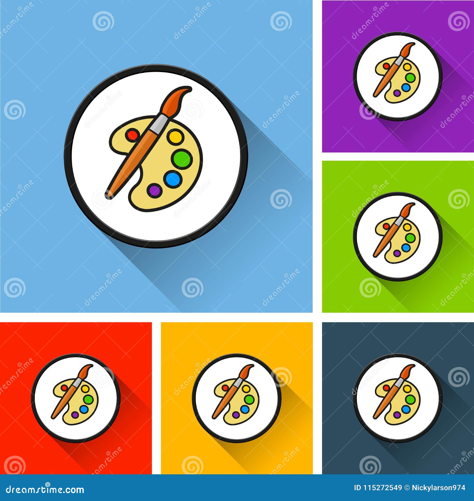 Iconos De La Brocha Con La Sombra Larga Ilustración del Vector ...