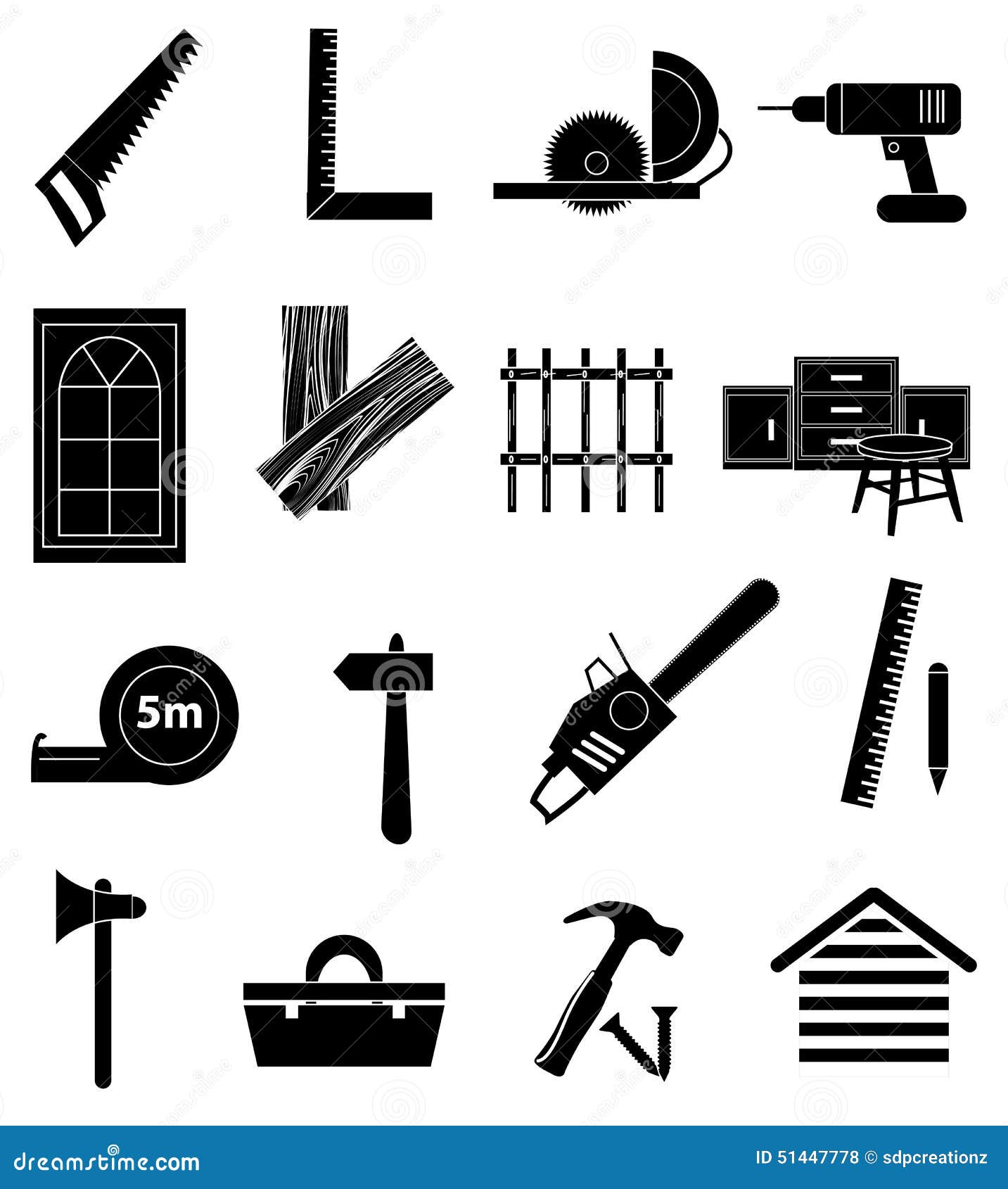 Iconos De La Carpintería Fijados Ilustración del Vector - Ilustración ...