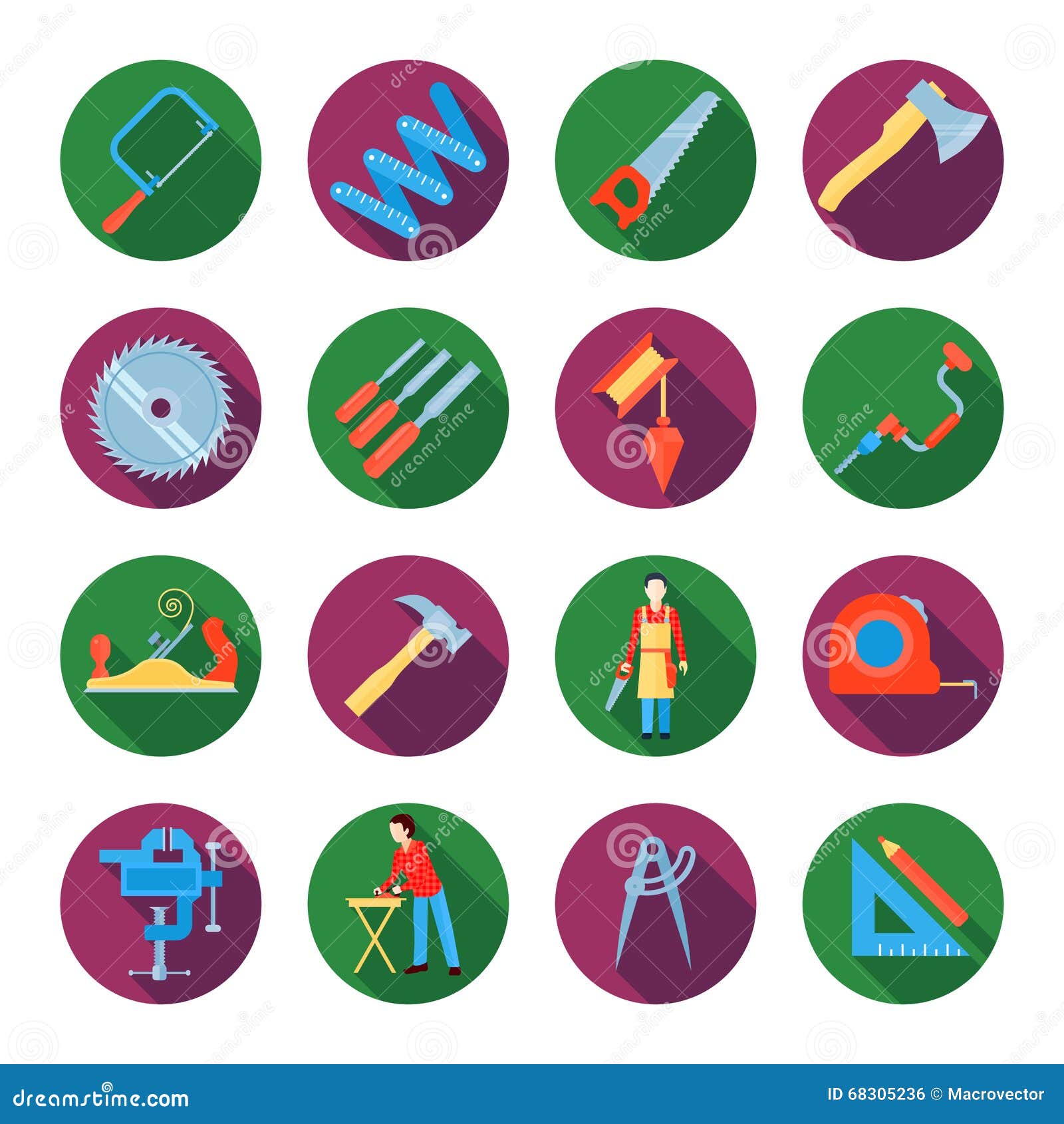 Iconos De La Carpintería Fijados Ilustración del Vector - Ilustración ...