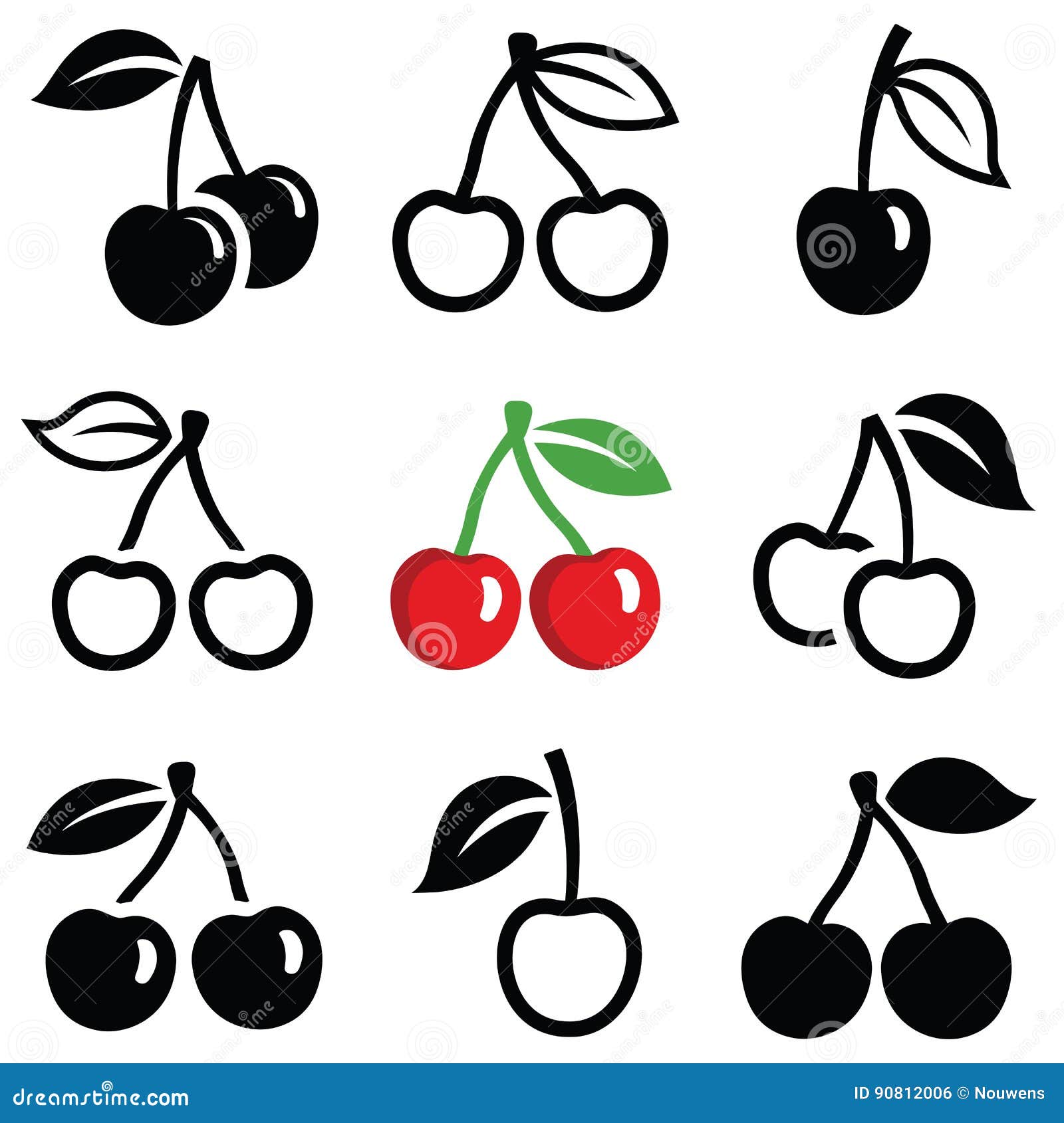 Iconos de la cereza ilustración del vector. Ilustración de icono - 90812006