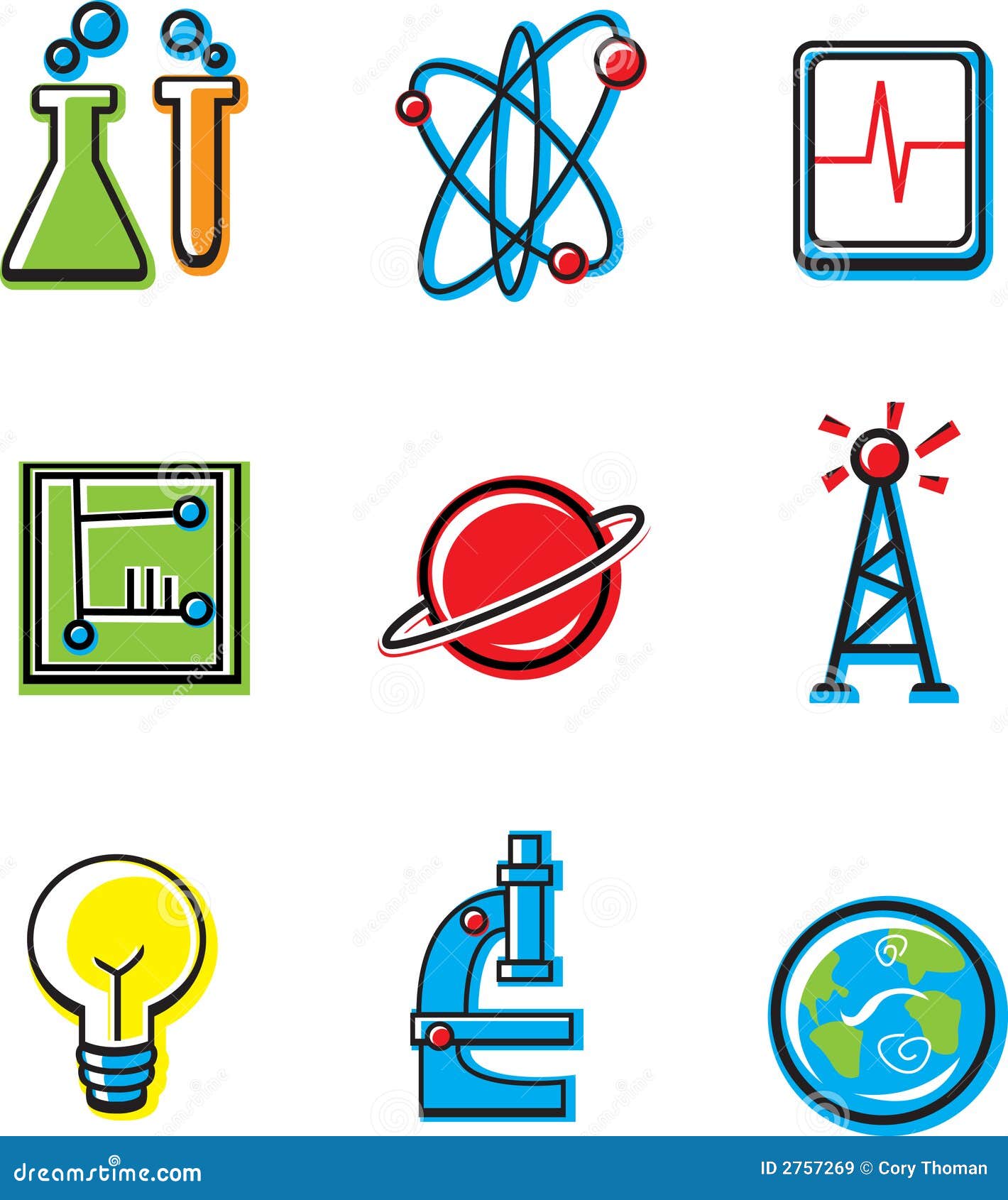 Iconos de la ciencia ilustración del vector. Ilustración de planeta ...