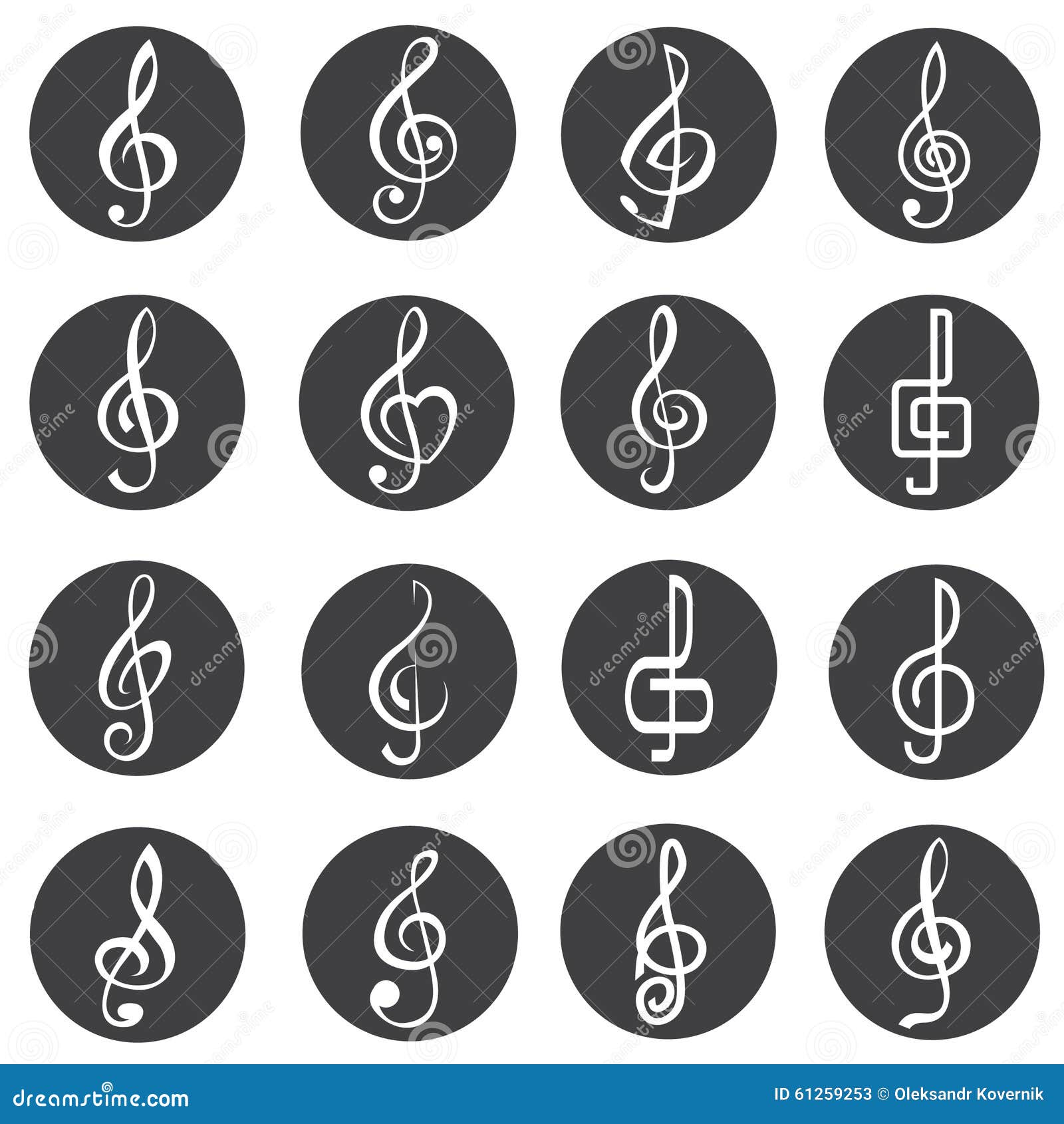 Iconos de la clave de sol ilustración del vector. Ilustración de audio ...