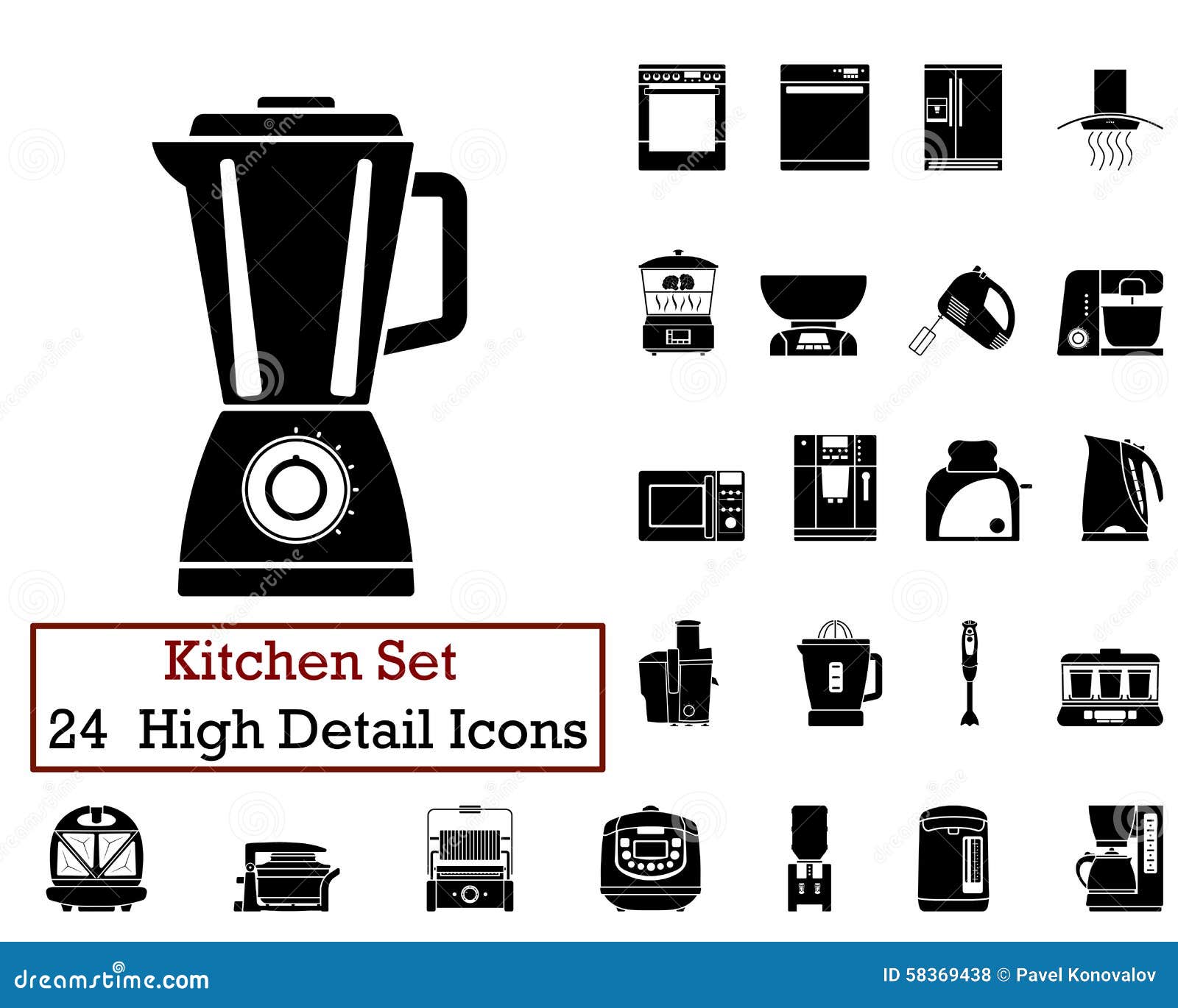 24 iconos de la cocina ilustración del vector. Ilustración de caldera ...