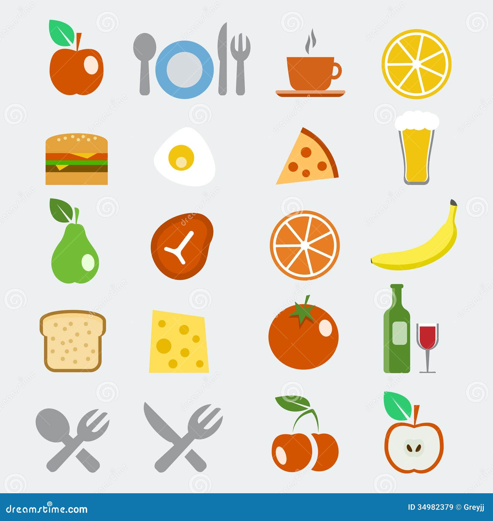 Iconos De La Comida Del Vector Fijados Imágenes de archivo libres de ...