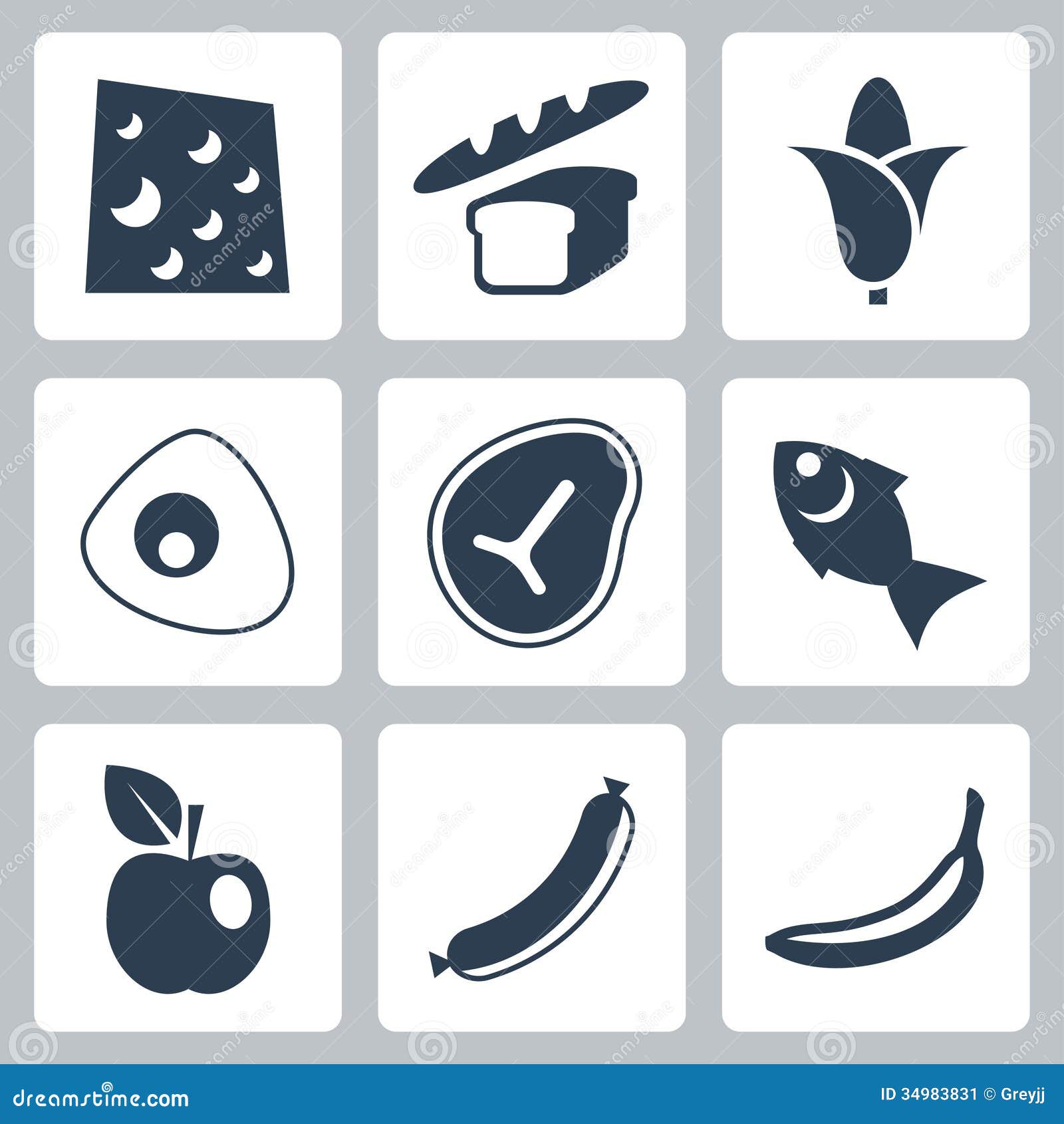 Iconos De La Comida Del Vector Fijados Ilustración del Vector ...