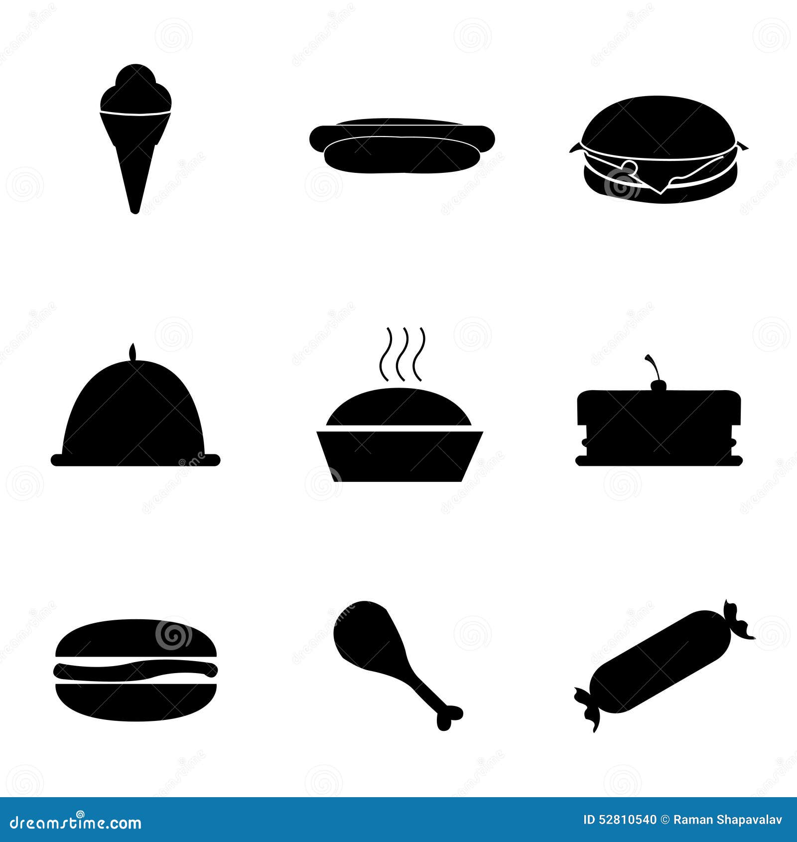 Iconos De La Comida Del Vector Fijados Ilustración del Vector ...