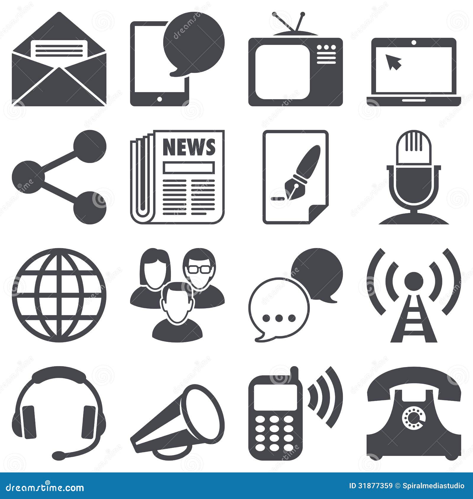 Iconos de la comunicación ilustración del vector. Ilustración de ...