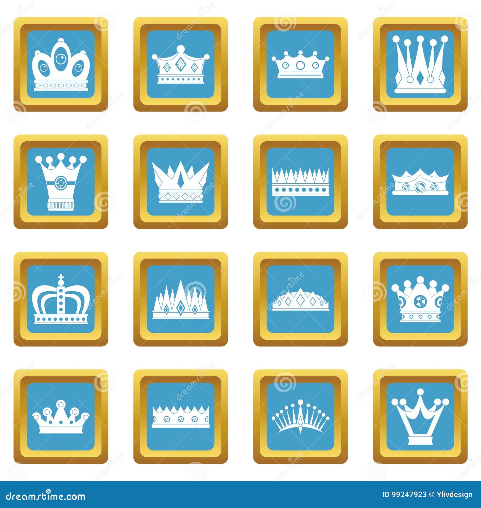Iconos de la corona azules ilustración del vector. Ilustración de ...