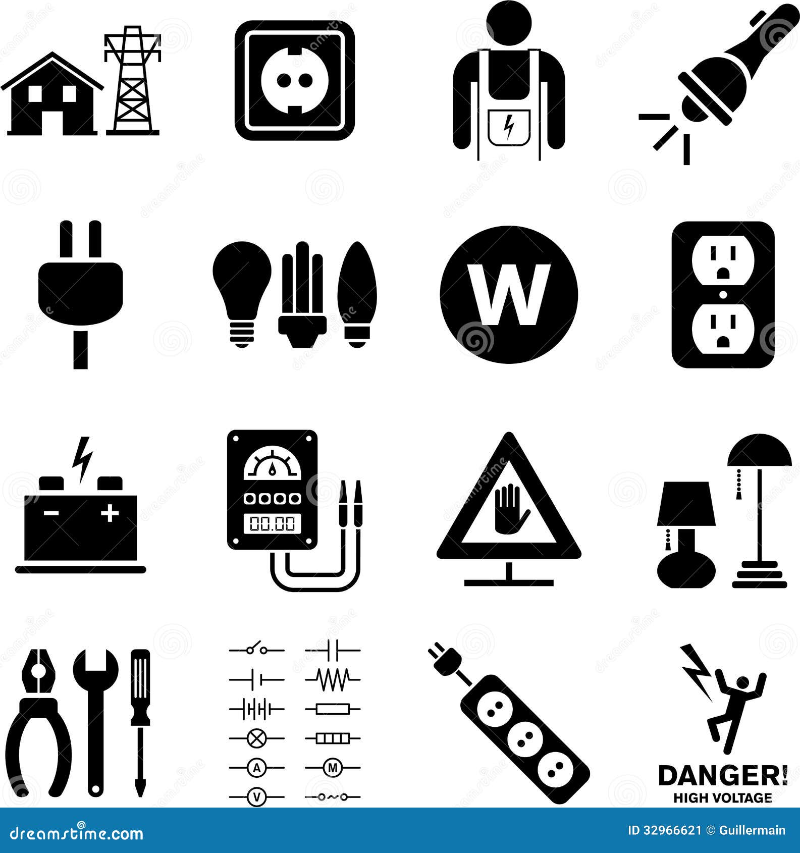 Iconos de la electricidad ilustración del vector. Ilustración de ...