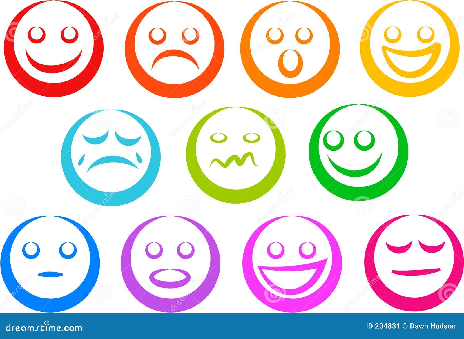 Iconos de la emoción ilustración del vector. Ilustración de caras - 204831